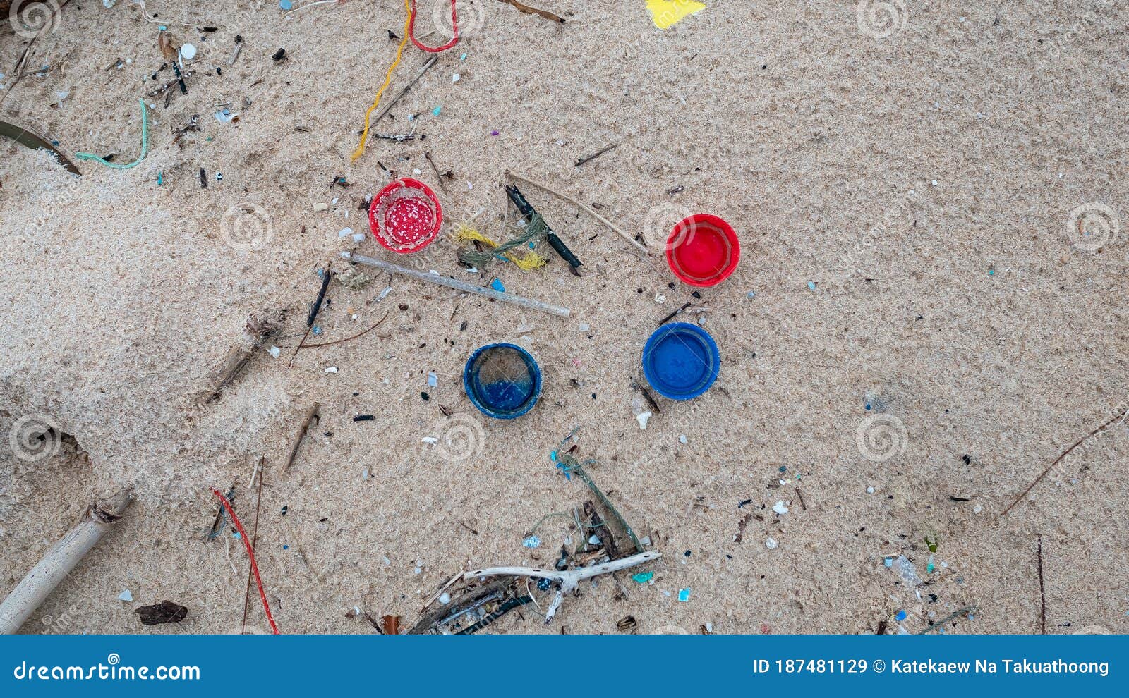 Garbage on sand beach stock image. Image of cover, trash - 187481129