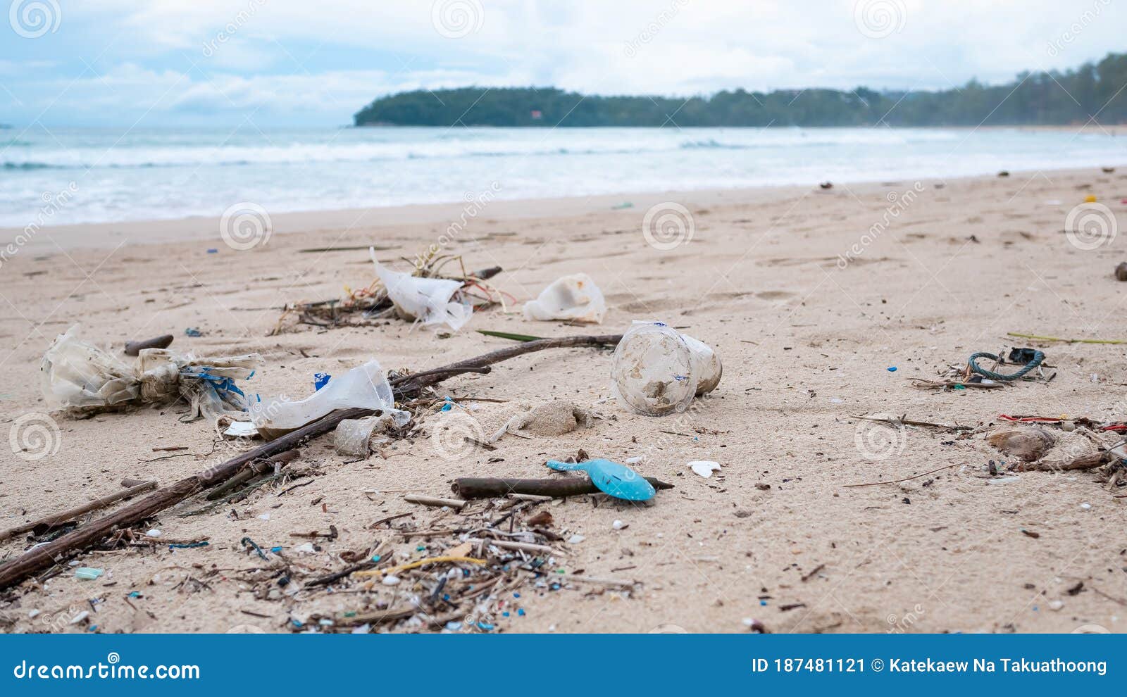 Garbage on sand beach stock image. Image of waste, industry - 187481121