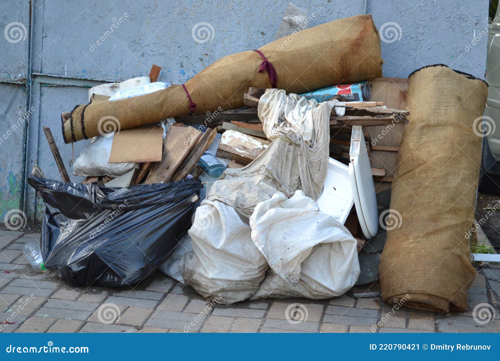 Garbage is Scattered in the City. Trash Cans. Stock Image - Image of ...