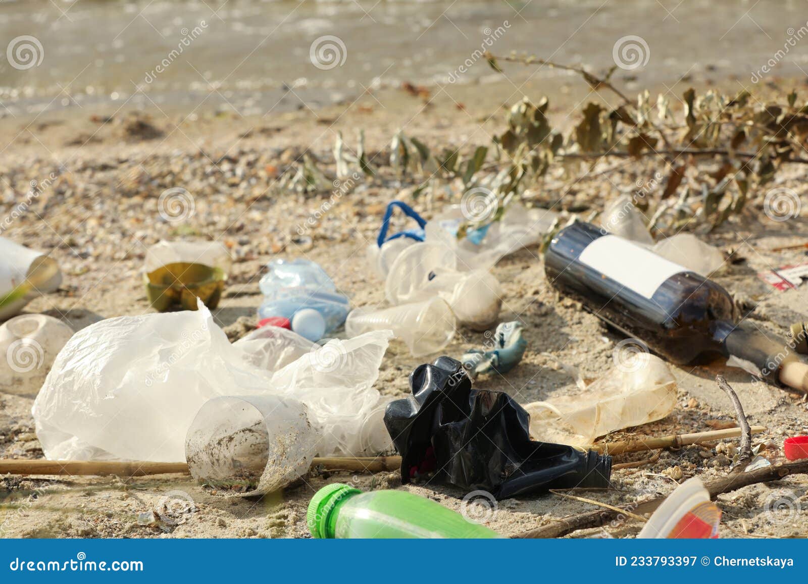 Garbage Scattered On Grass. Environment Pollution Problem Stock ...
