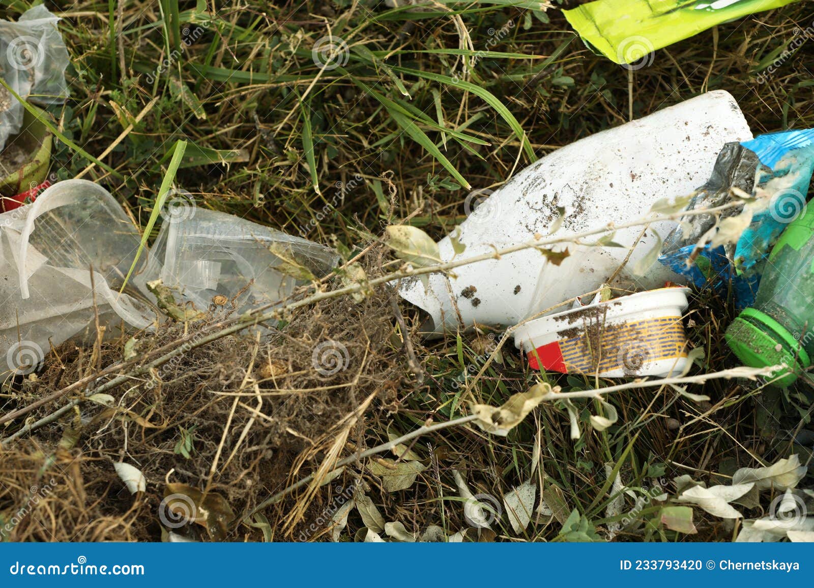 Garbage Scattered on Grass. Environment Pollution Problem Stock Photo ... Garbage Scattered on Grass. Environment Pollution Problem Stock Photo ...