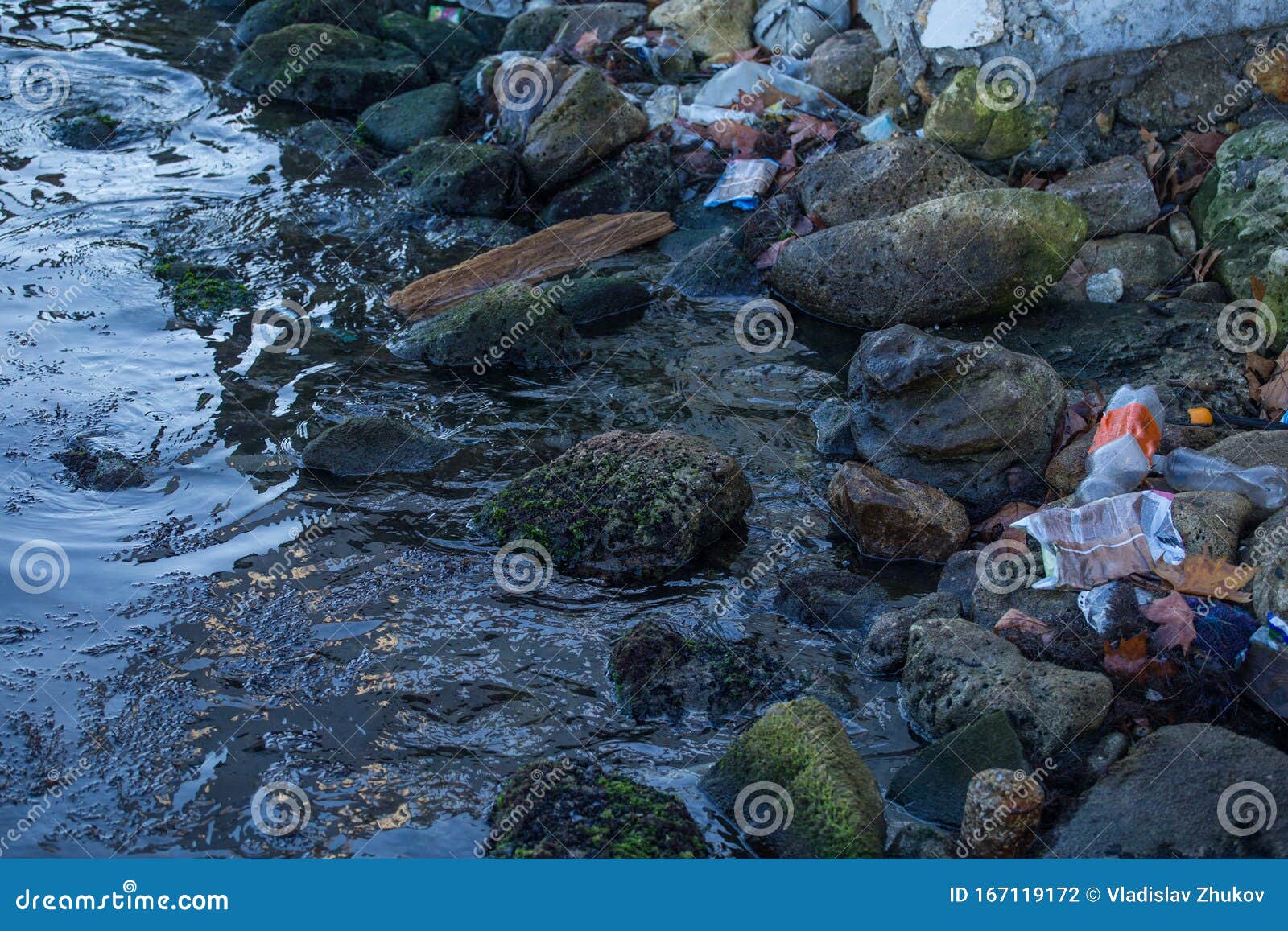 Garbage on the seashore editorial photography. Image of coastline ...