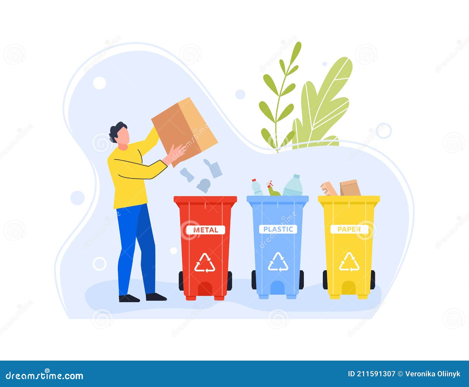 Garbage Separation Metal Plastic and Paper. Vector Garbage Stock Vector ...