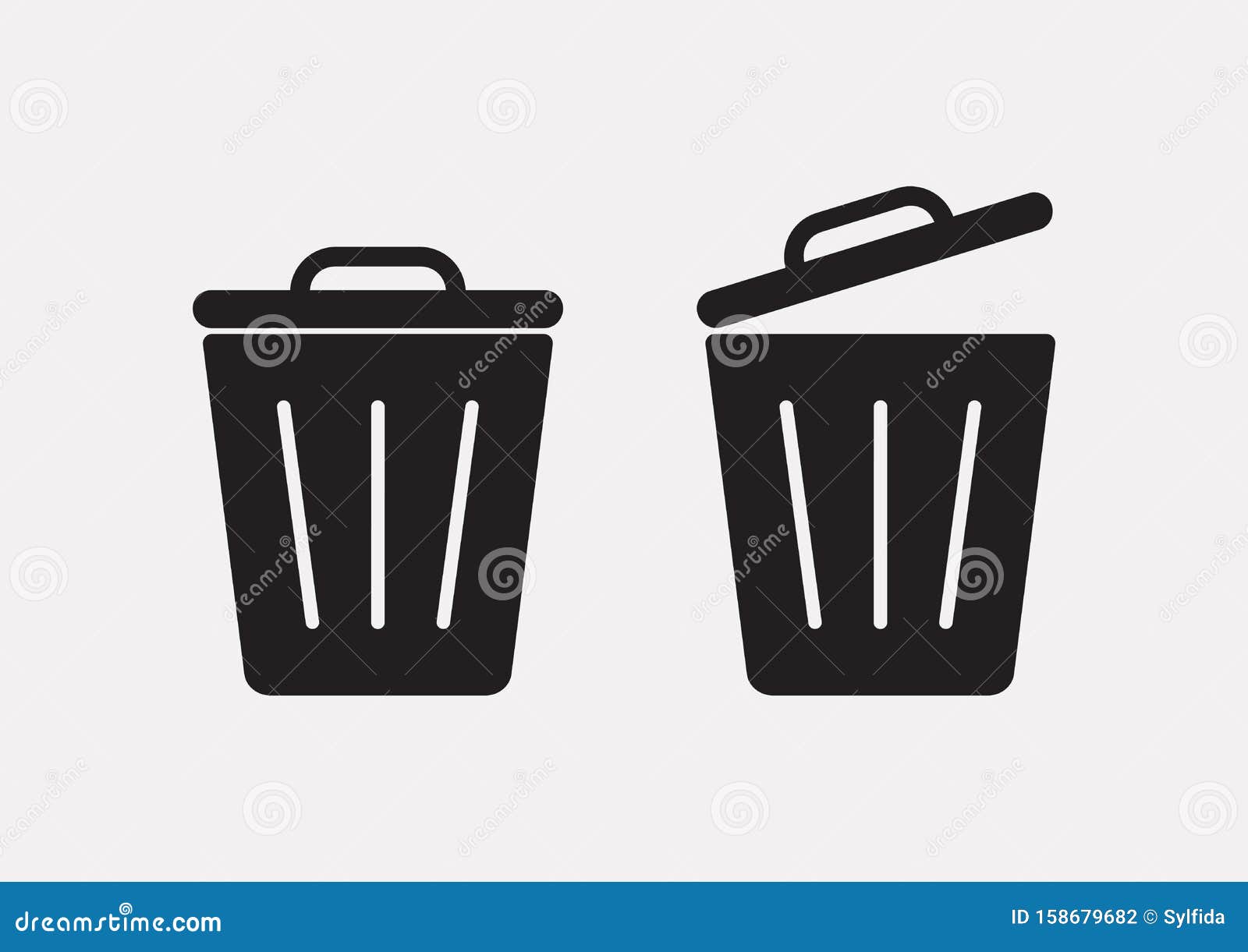 Garbage. Set of Trash Basket Icon Stock Illustration - Illustration of ...