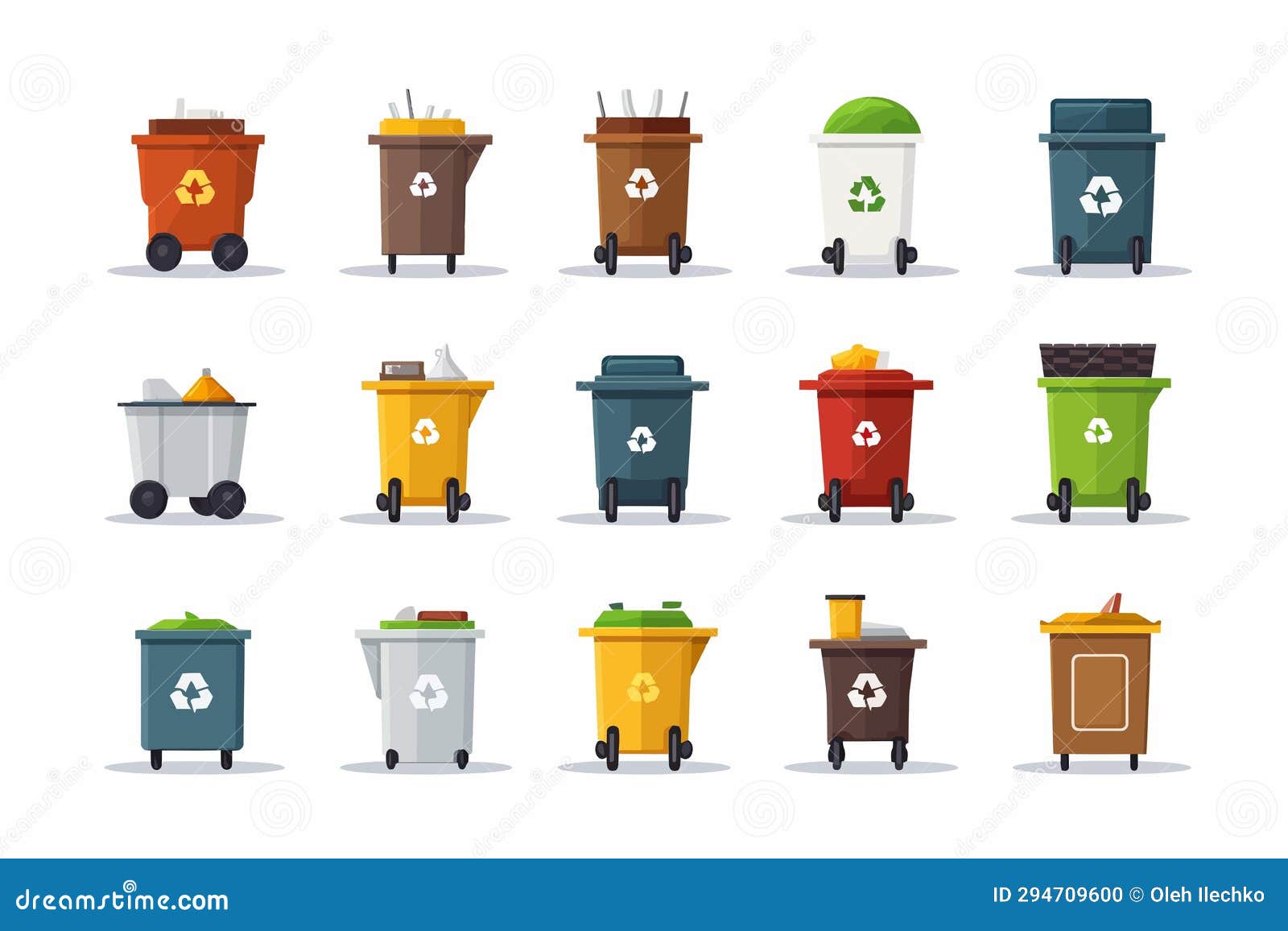 Garbage Set Vector Flat Minimalistic Isolated Vector Style Illustration ...