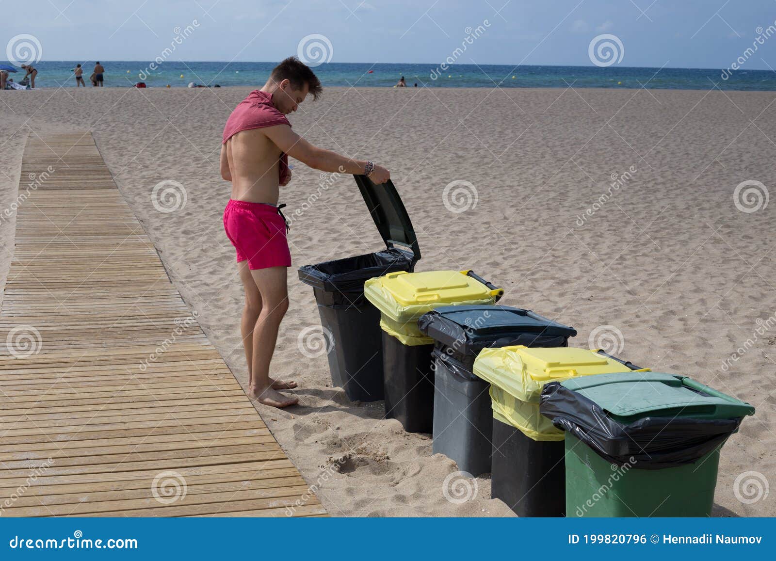 Garbage Sorting on the Beach in Barcelona Editorial Photo - Image of ...