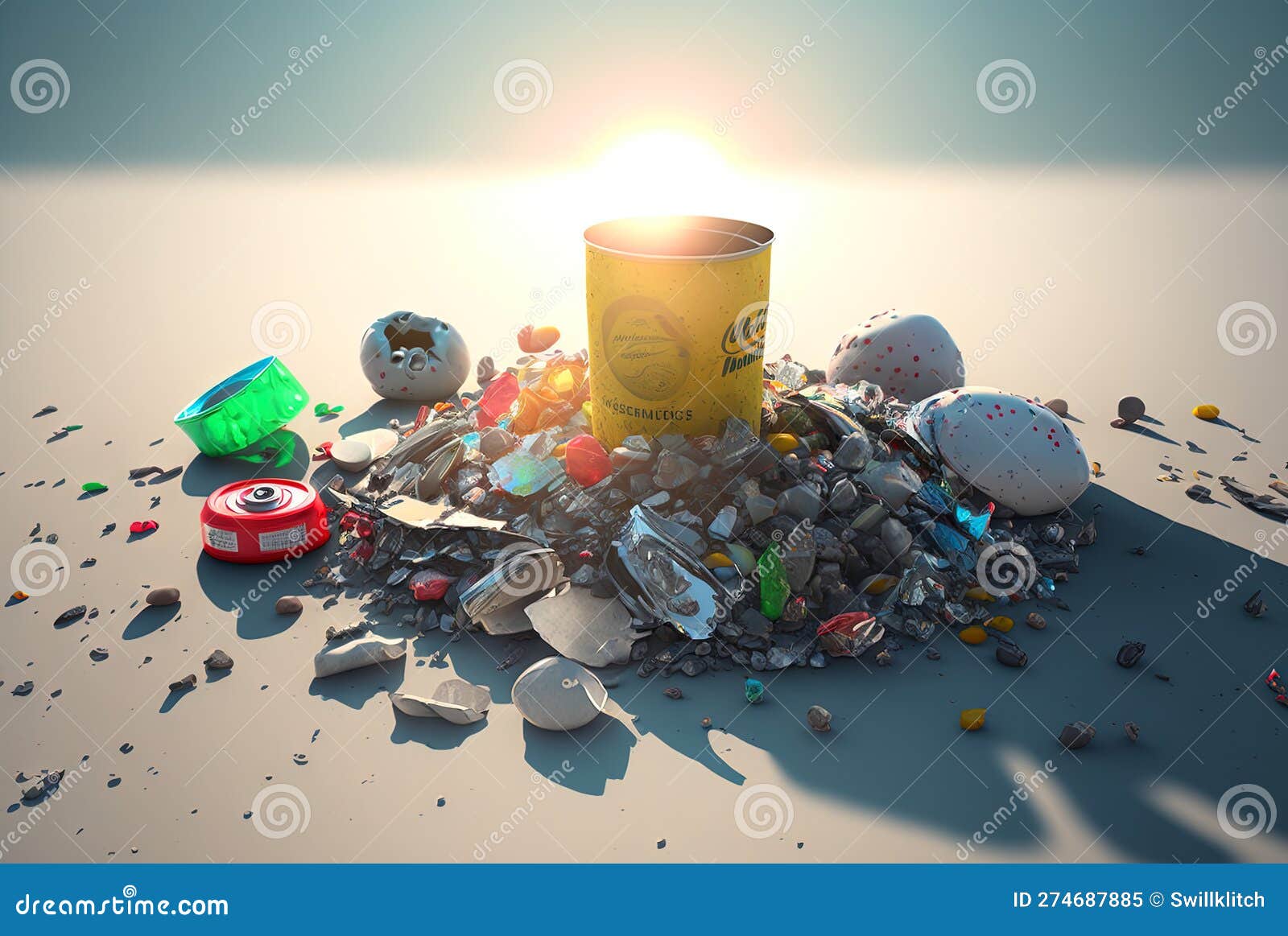 Garbage Sorting and Ecological Problems Concept. Colorful Trash Bin and ...