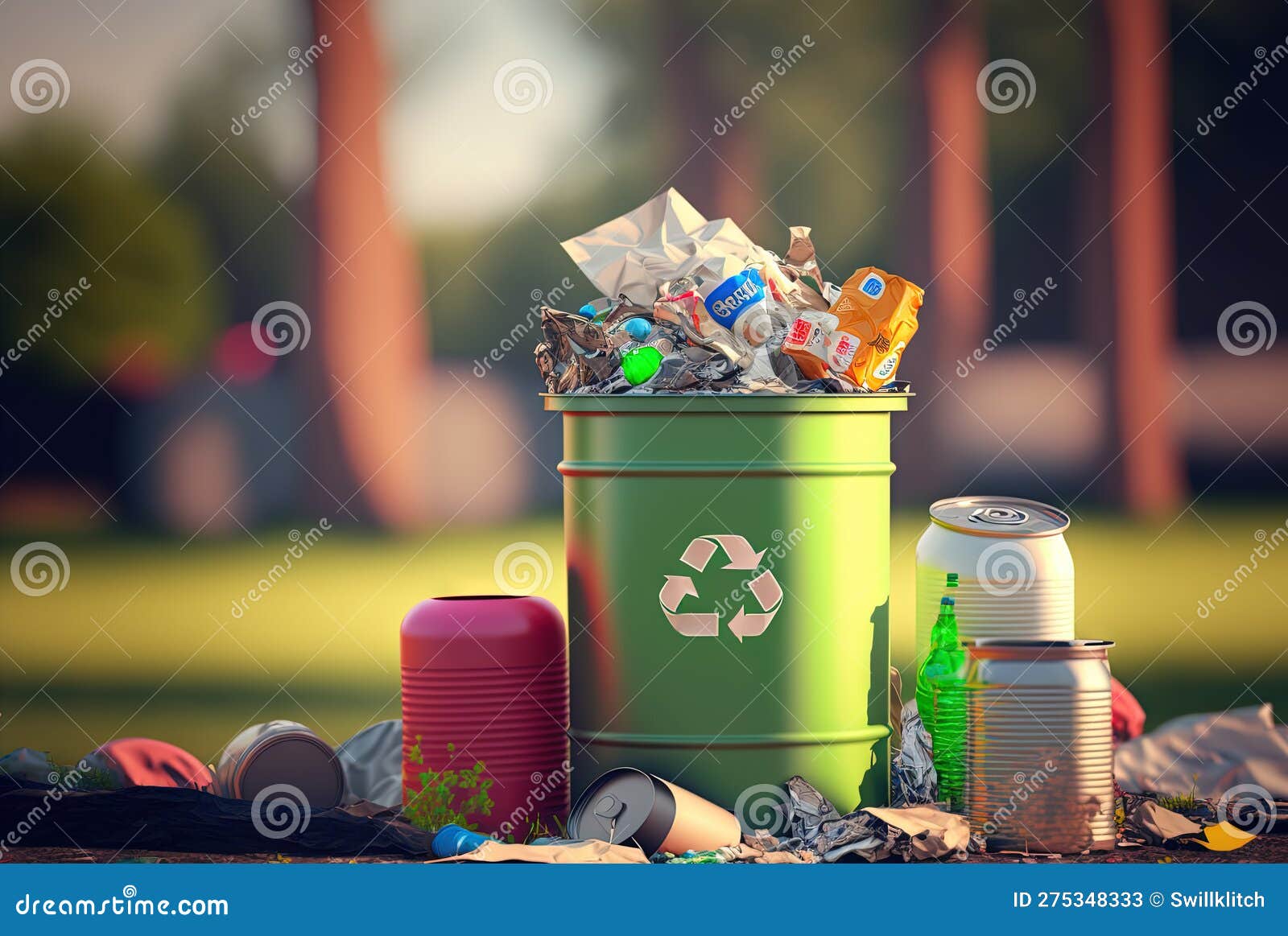 Garbage Sorting and Ecological Problems Concept. Colorful Trash Bin and ...