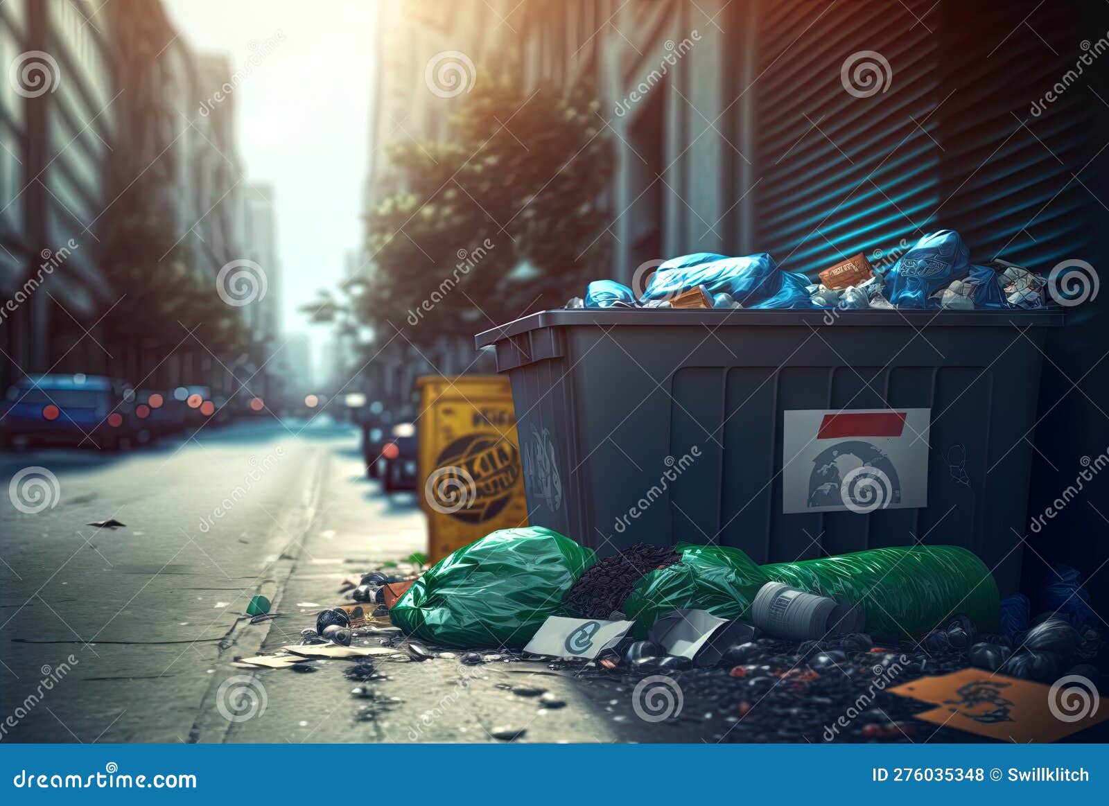 Garbage Sorting and Ecological Problems Concept. Colorful Trash Bin and ...
