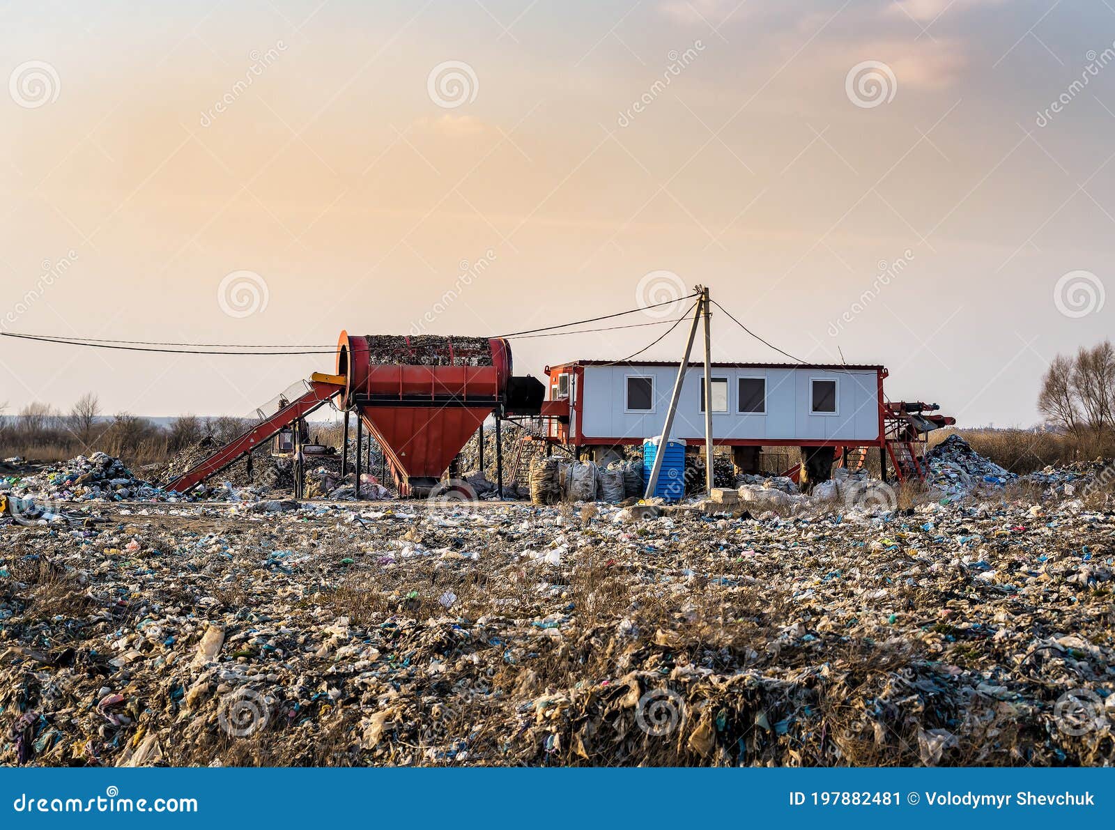 Garbage sorting station stock image. Image of industrial - 197882481