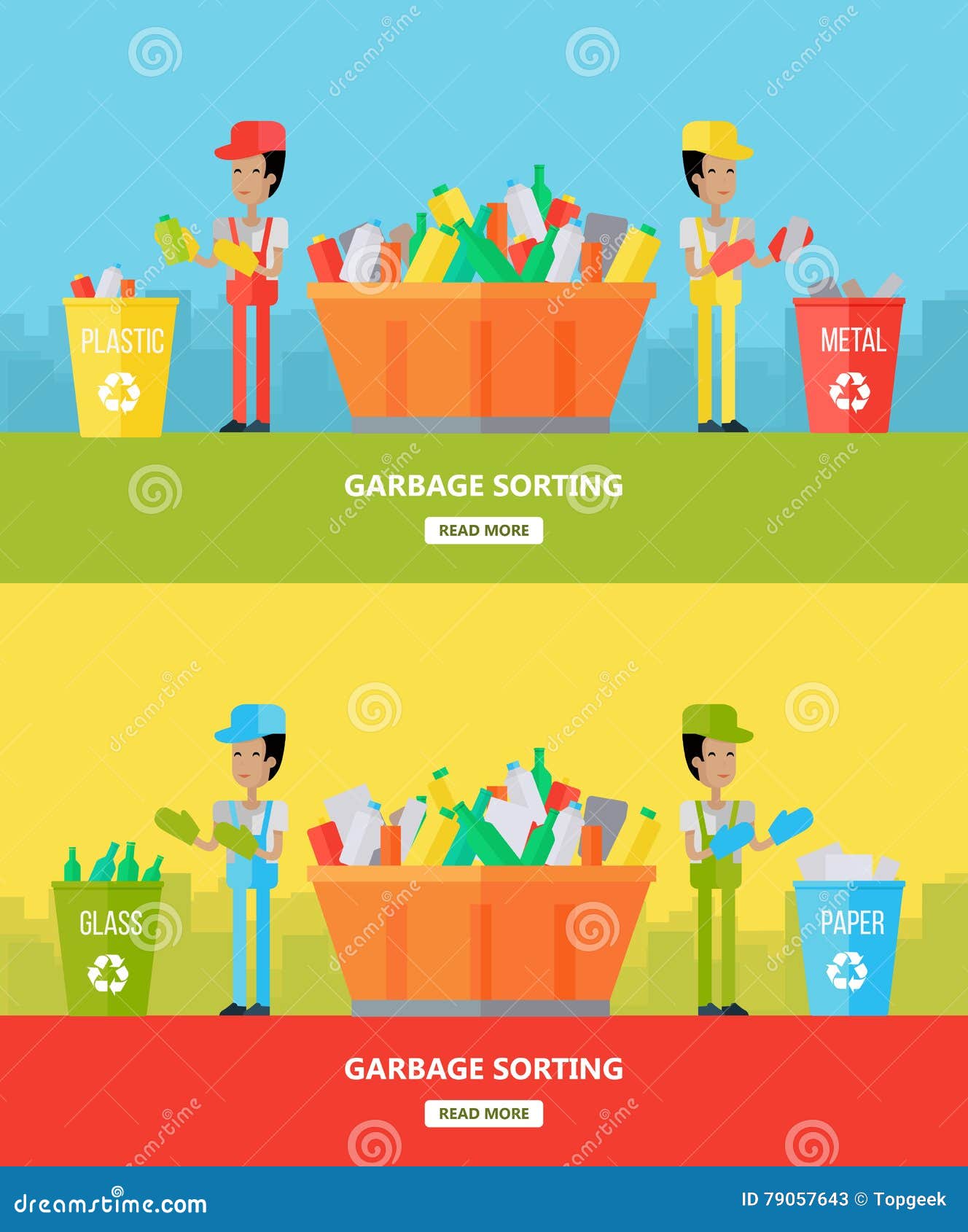 Garbage Sorting. Website Design Template Stock Vector - Illustration of ...