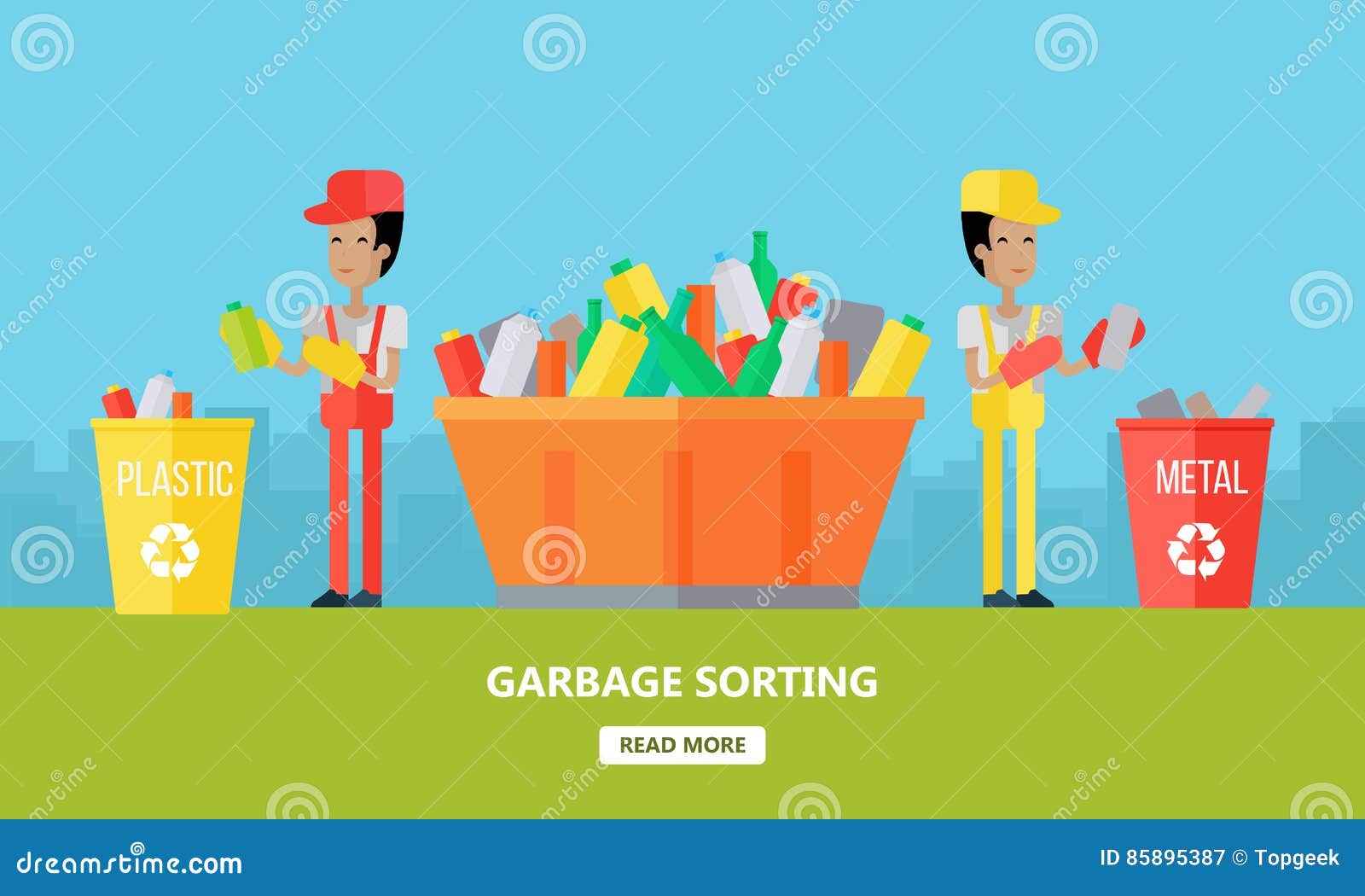 Garbage Sorting. Website Design Template Stock Vector - Illustration of ...