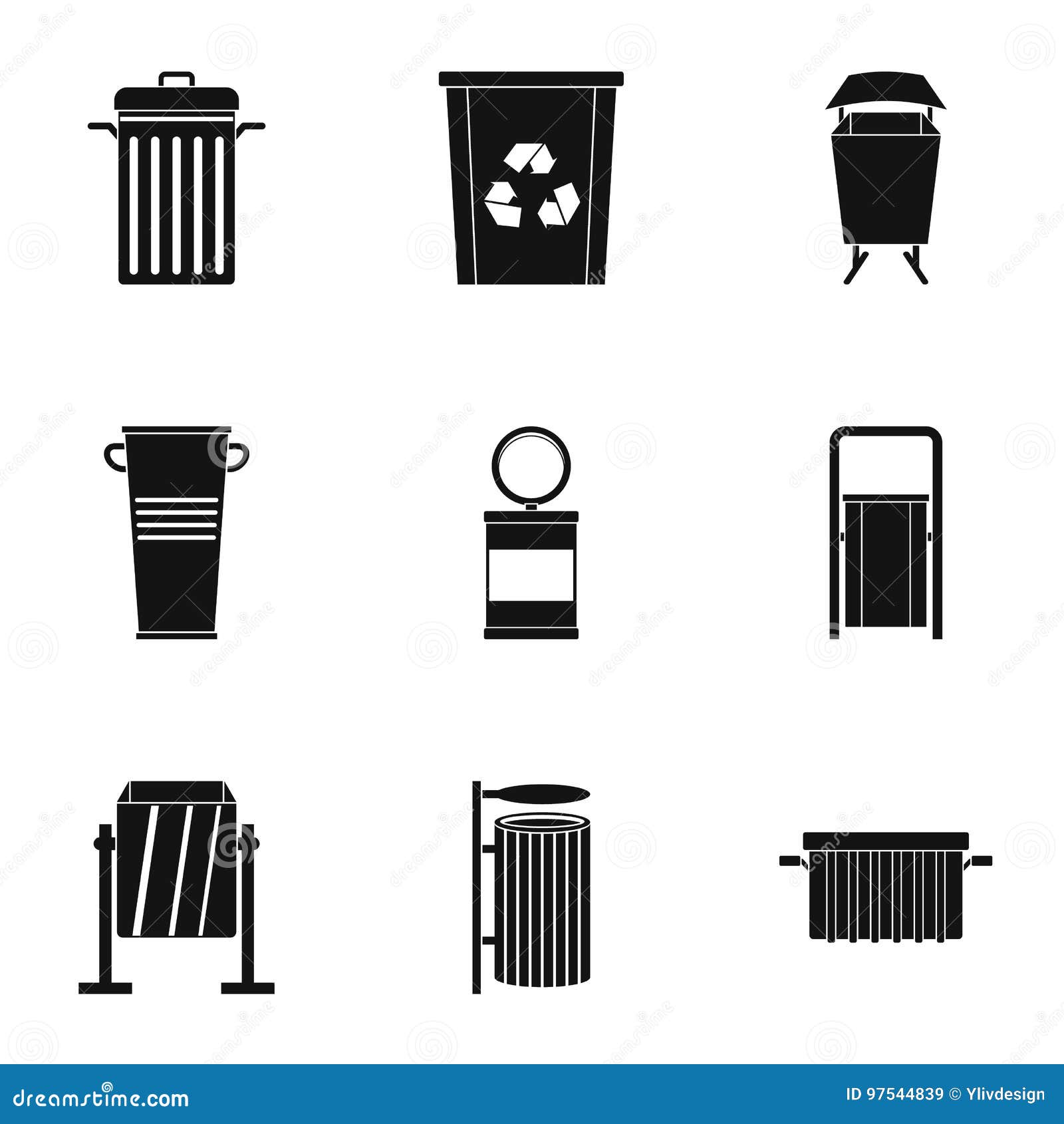 Garbage Storage Icon Set, Simple Style Stock Vector - Illustration of ...