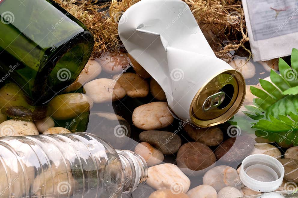 Garbage in a Stream:recycle:pollution Stock Image - Image of litter ...