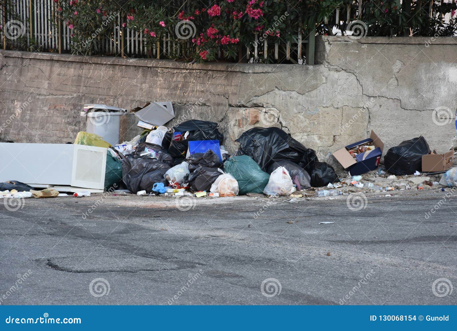 Garbage in the Streets of Italy Stock Photo - Image of recycle, problrm ...