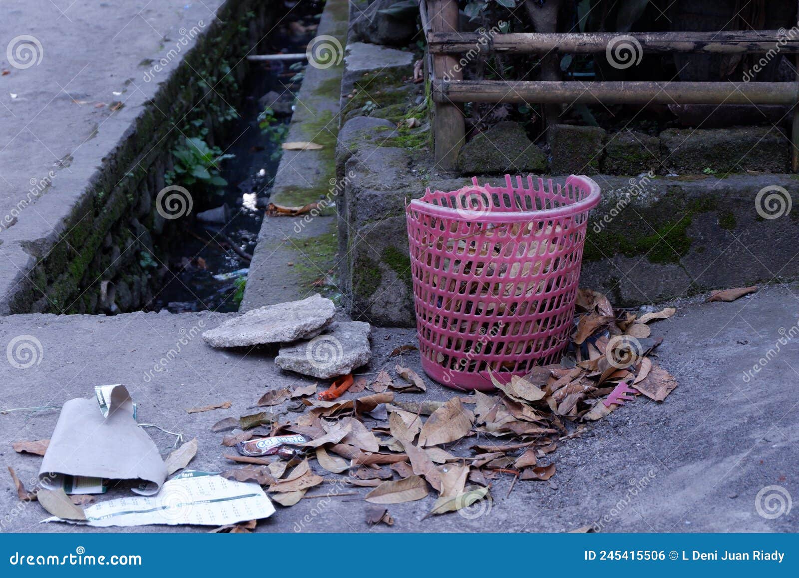 Garbage Strewn Outside the Trash Stock Photo - Image of sampah, strewn ...