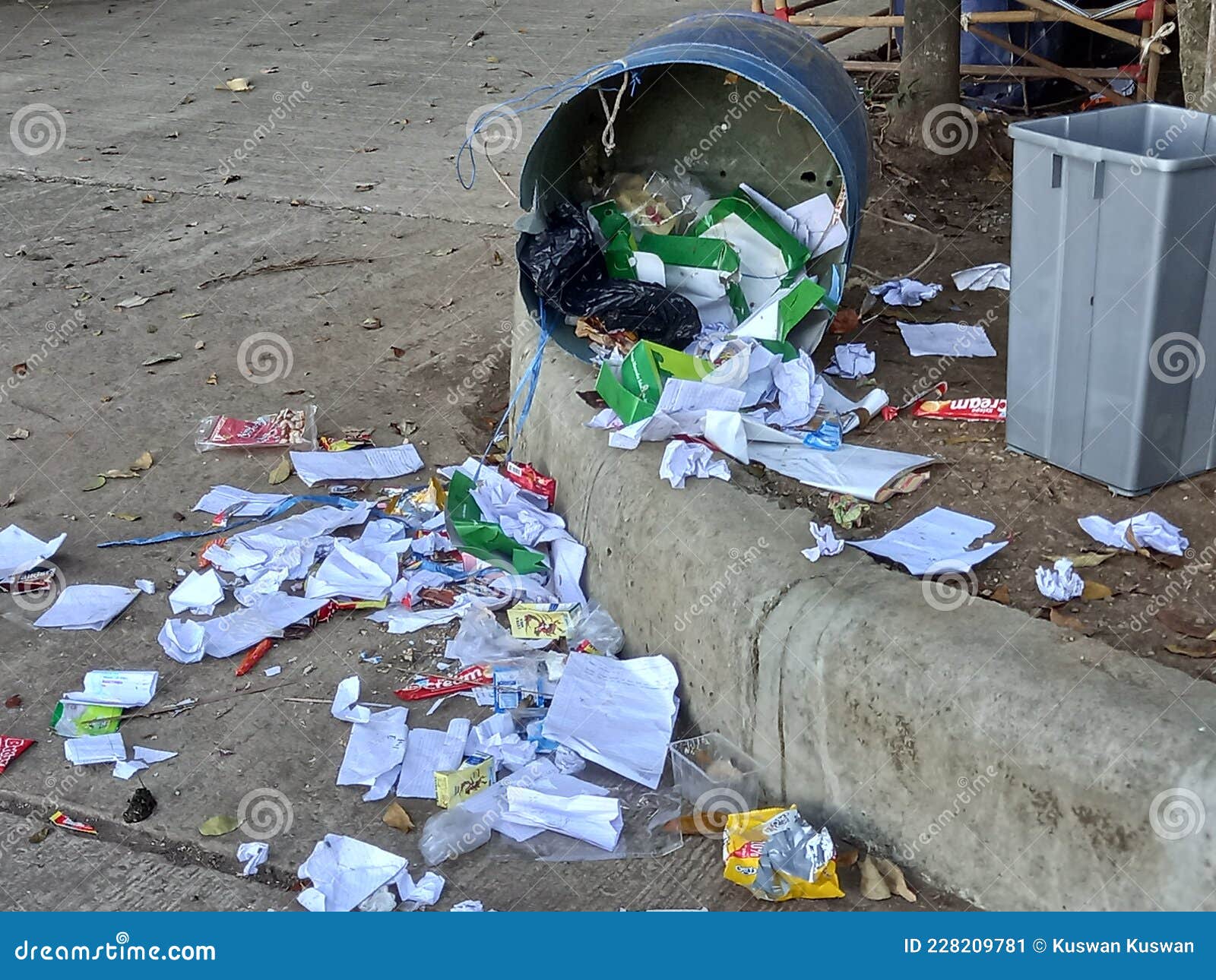 Garbage strewn in sideroad stock image. Image of wall - 228209781