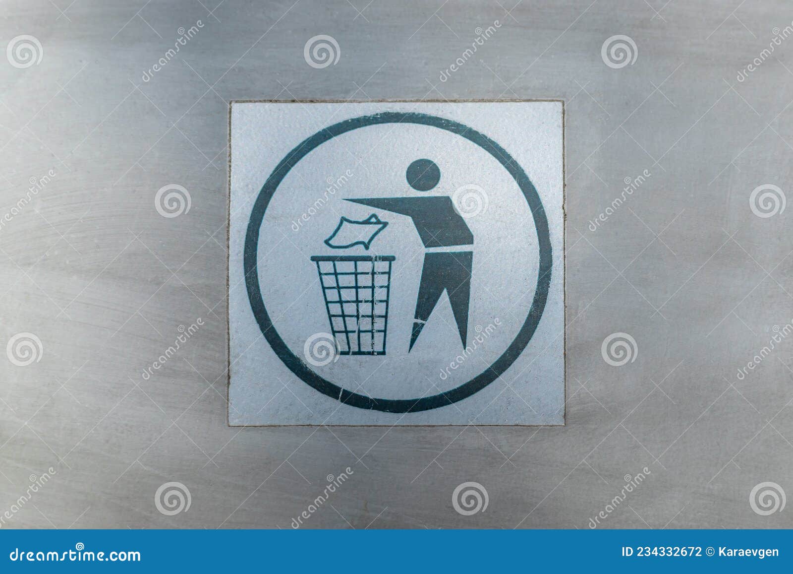 Garbage Symbol, Recycle Bin Icon, Logo On Metal Background Stock ...