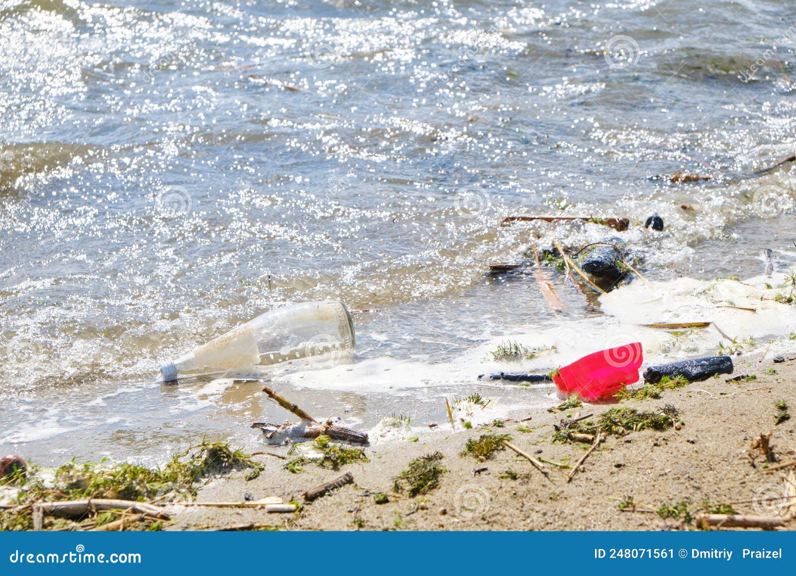 Garbage Thrown Out by Waves Beach, Pollution of Environment of Human ...