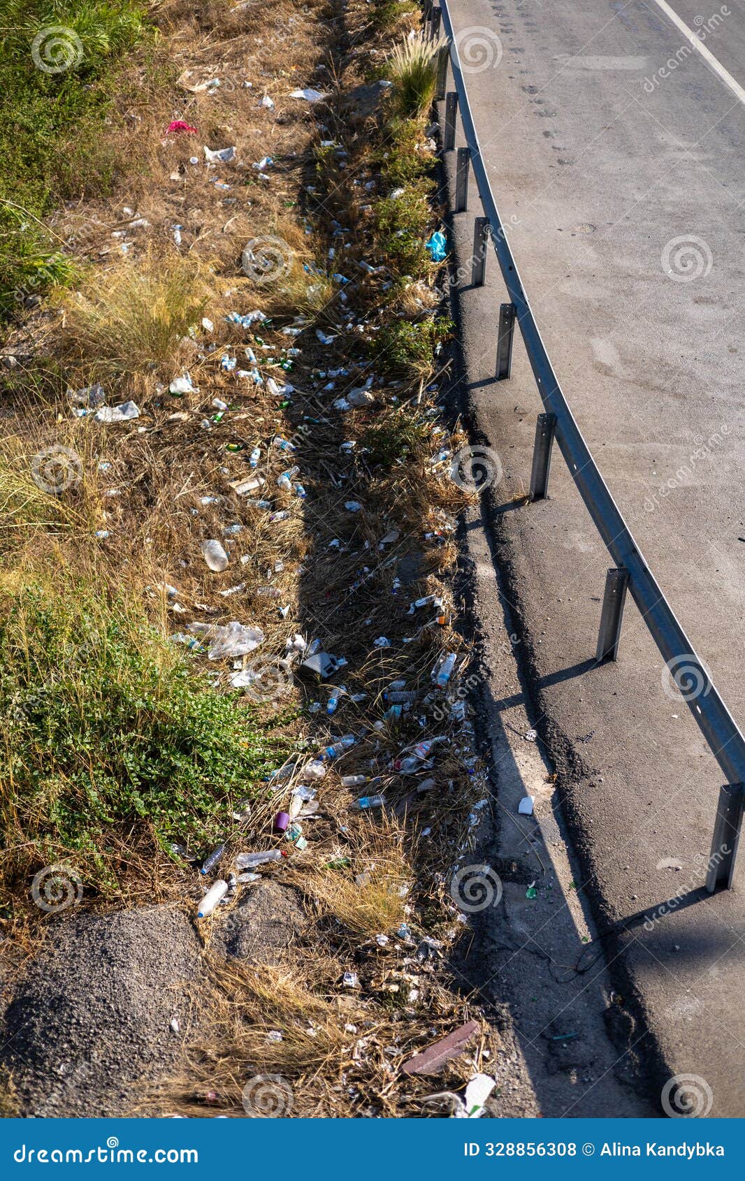 Garbage Thrown on the Side of the Highway. Stock Photo - Image of ...