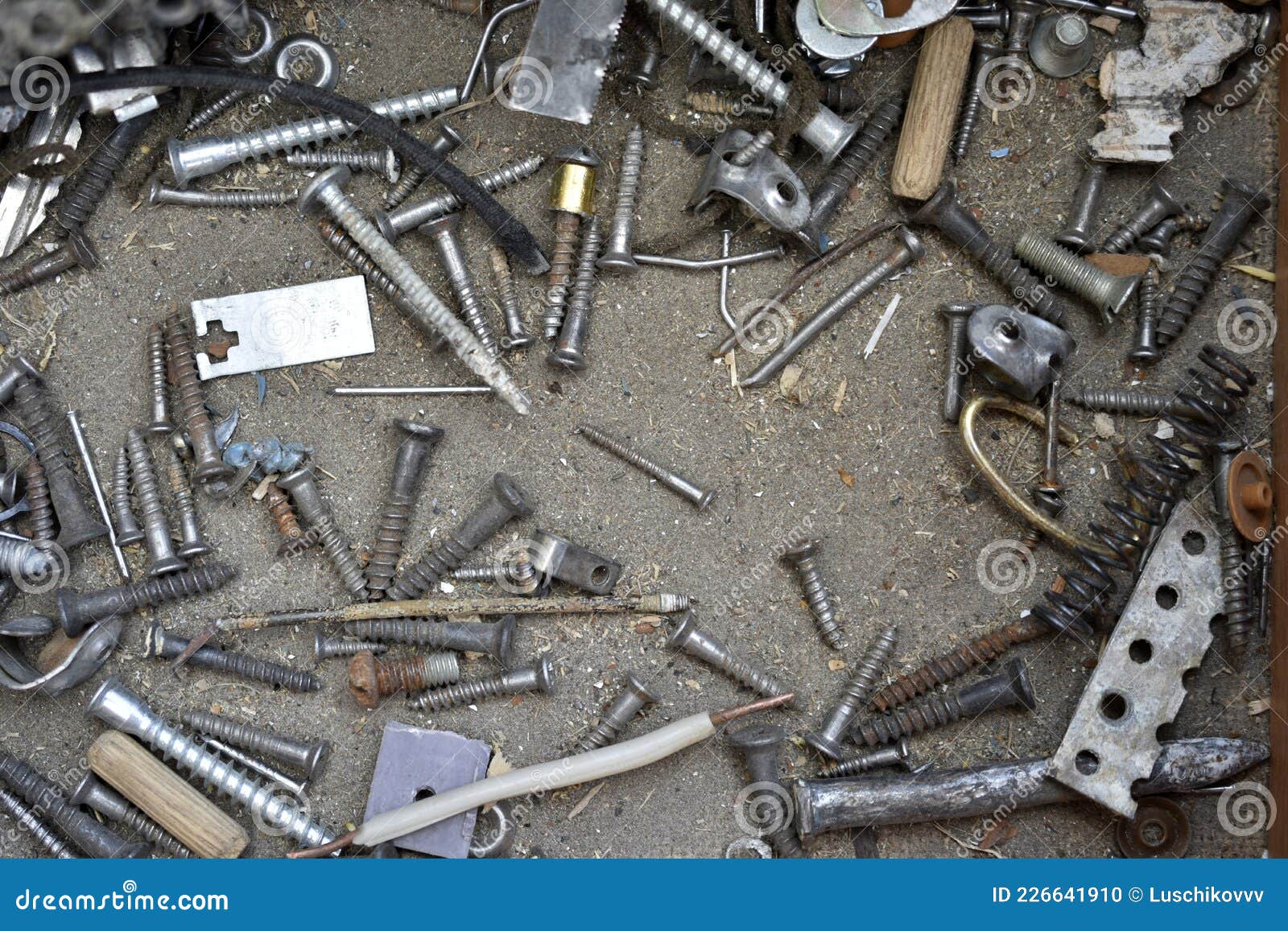 Garbage of Tools and Bolts and Nuts in the Drawer Stock Photo - Image ...