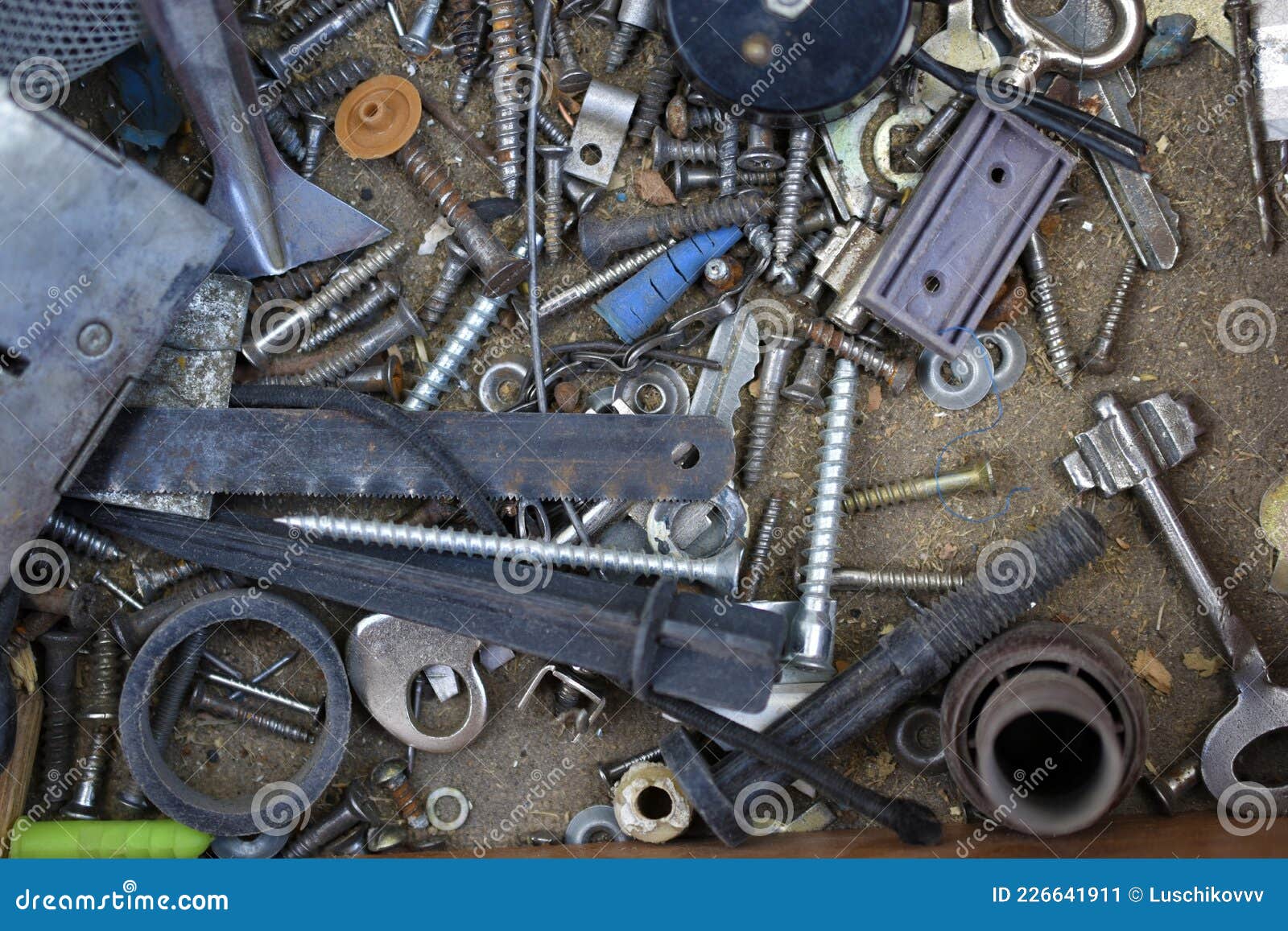 Garbage of Tools and Bolts and Nuts in the Drawer Stock Image - Image ...