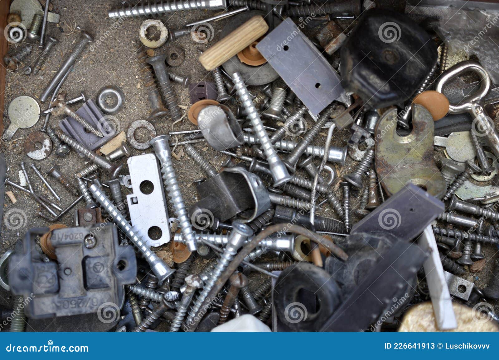 Garbage of Tools and Bolts and Nuts in the Drawer Stock Image - Image ...