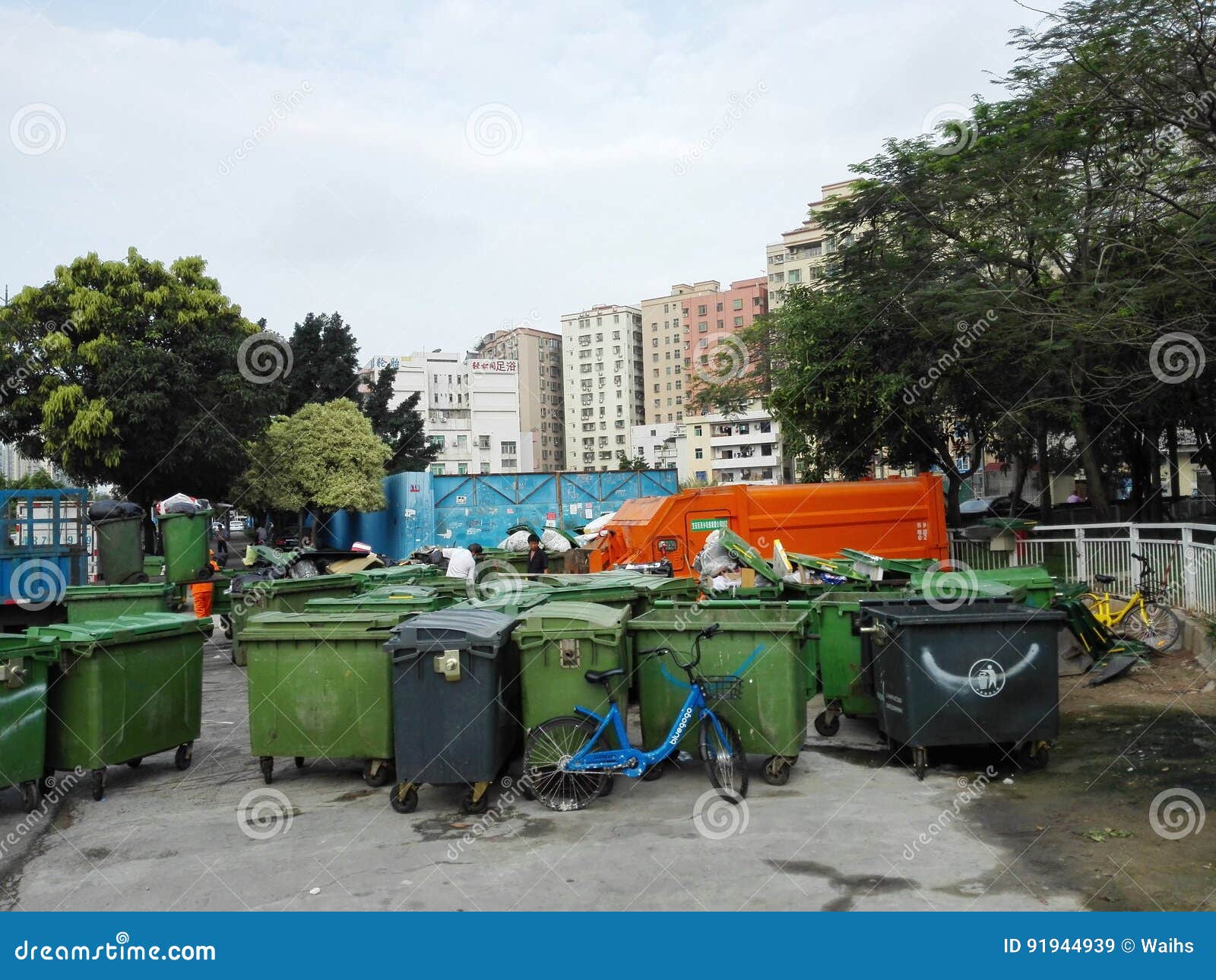 Garbage Transfer Station, Put a Lot of Garbage Bins Editorial Stock ...