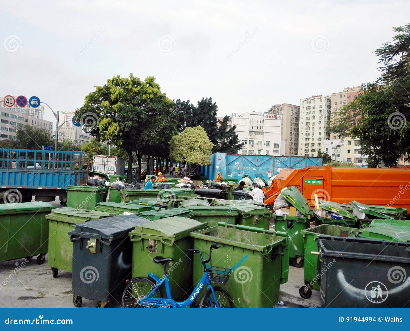 Garbage Transfer Station, Put a Lot of Garbage Bins Editorial Stock ...