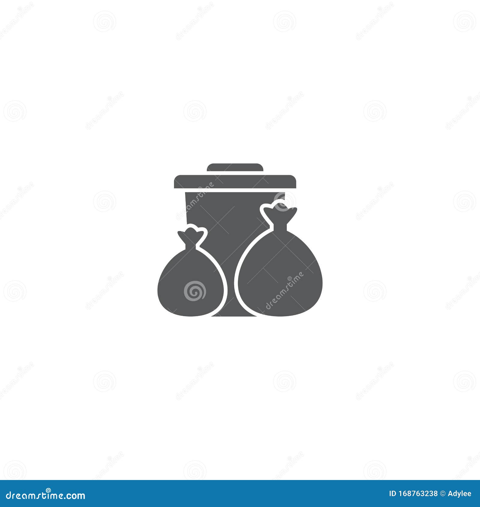 Garbage Trash Bin and Bag Vector Icon Symbol Isolated on White ...