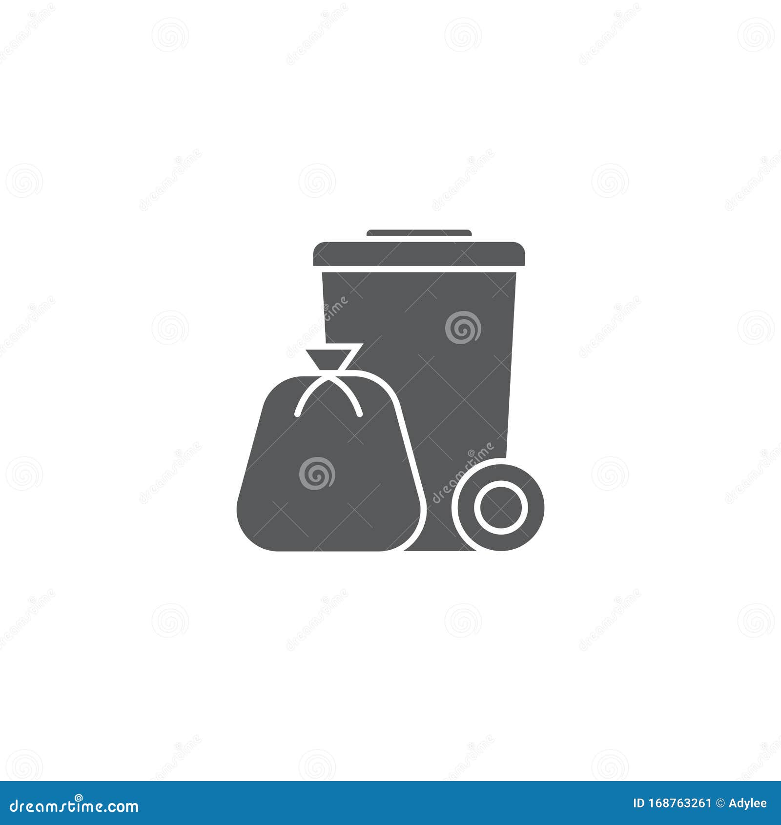 Garbage Trash Bin and Bag Vector Icon Symbol Isolated on White ...