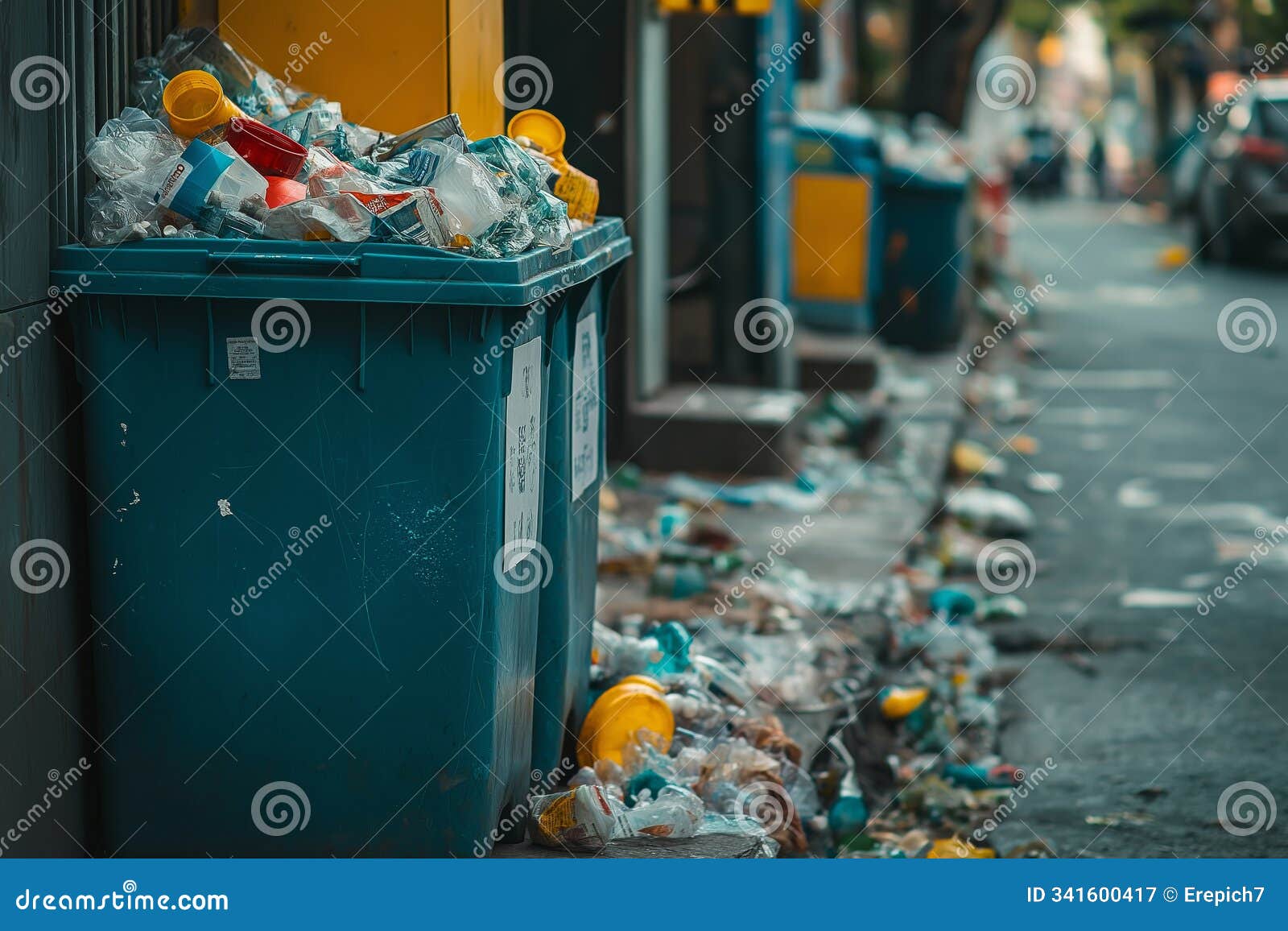 Garbage in a Trash Can on the Street. Environmental Pollution. Stock ...