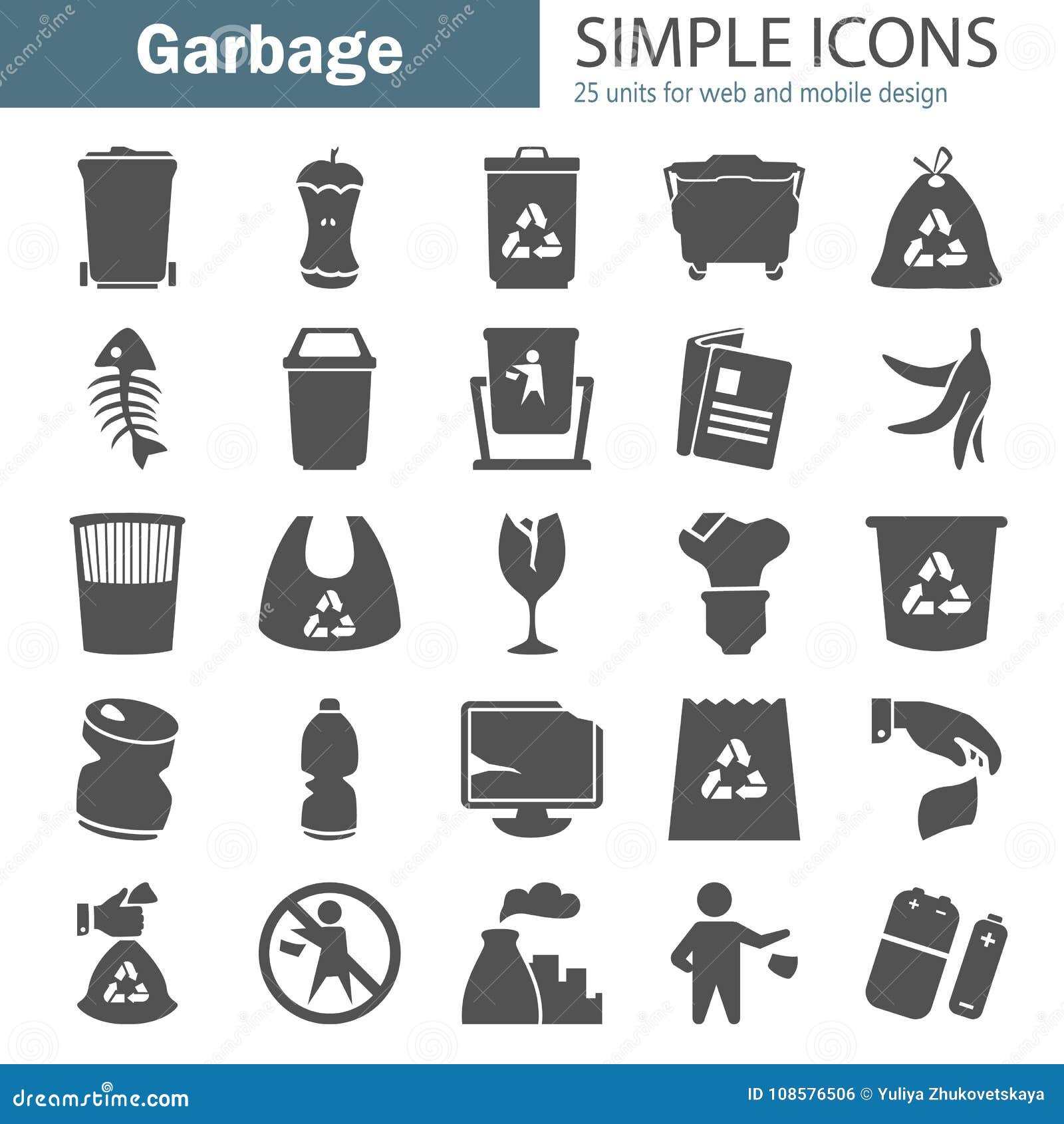 Garbage and Trash Simple Icons Set for Web and Mobile Design Stock ...