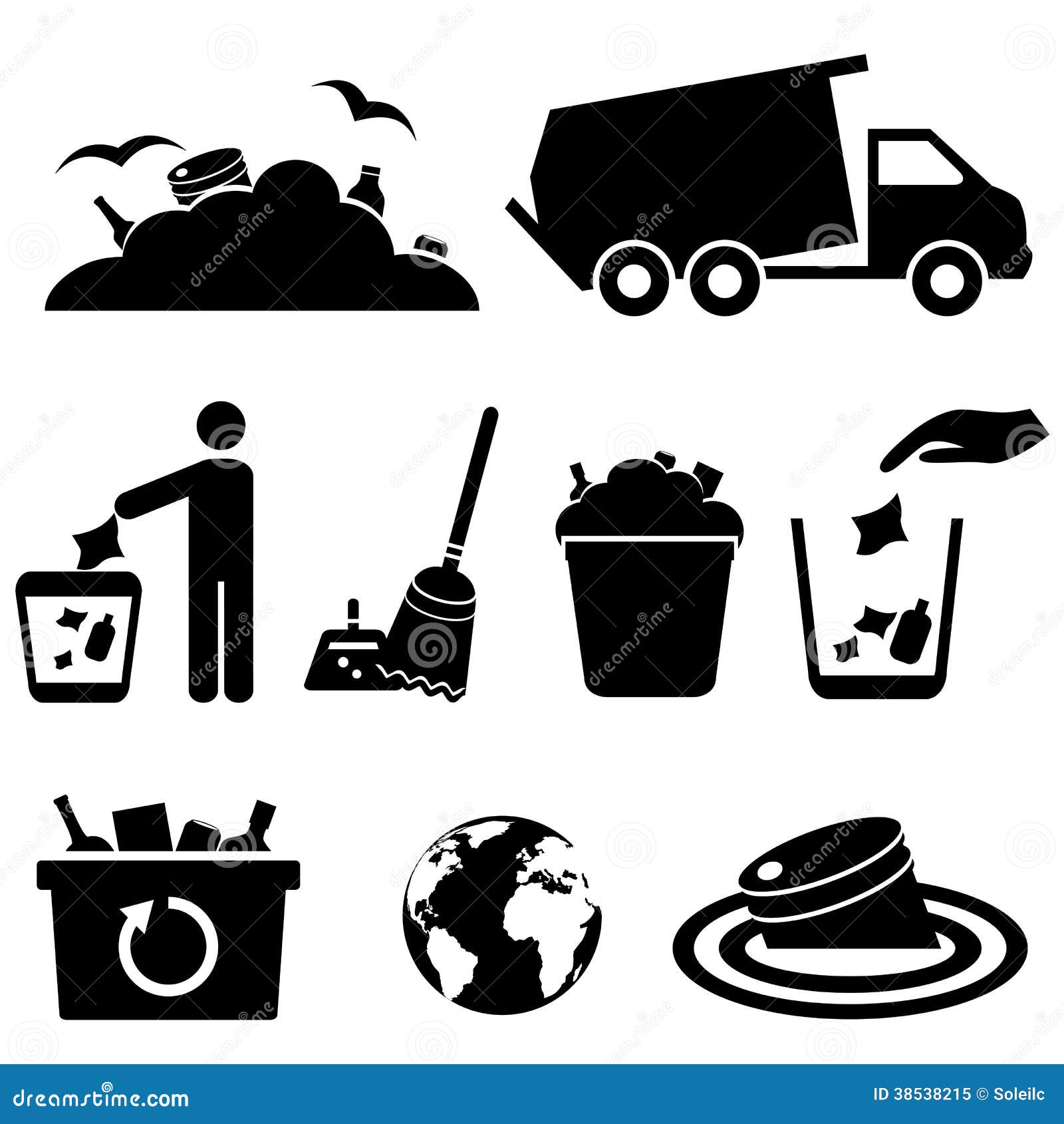 Garbage, Trash And Waste Icons Royalty Free Stock Photo - Image: 38538215