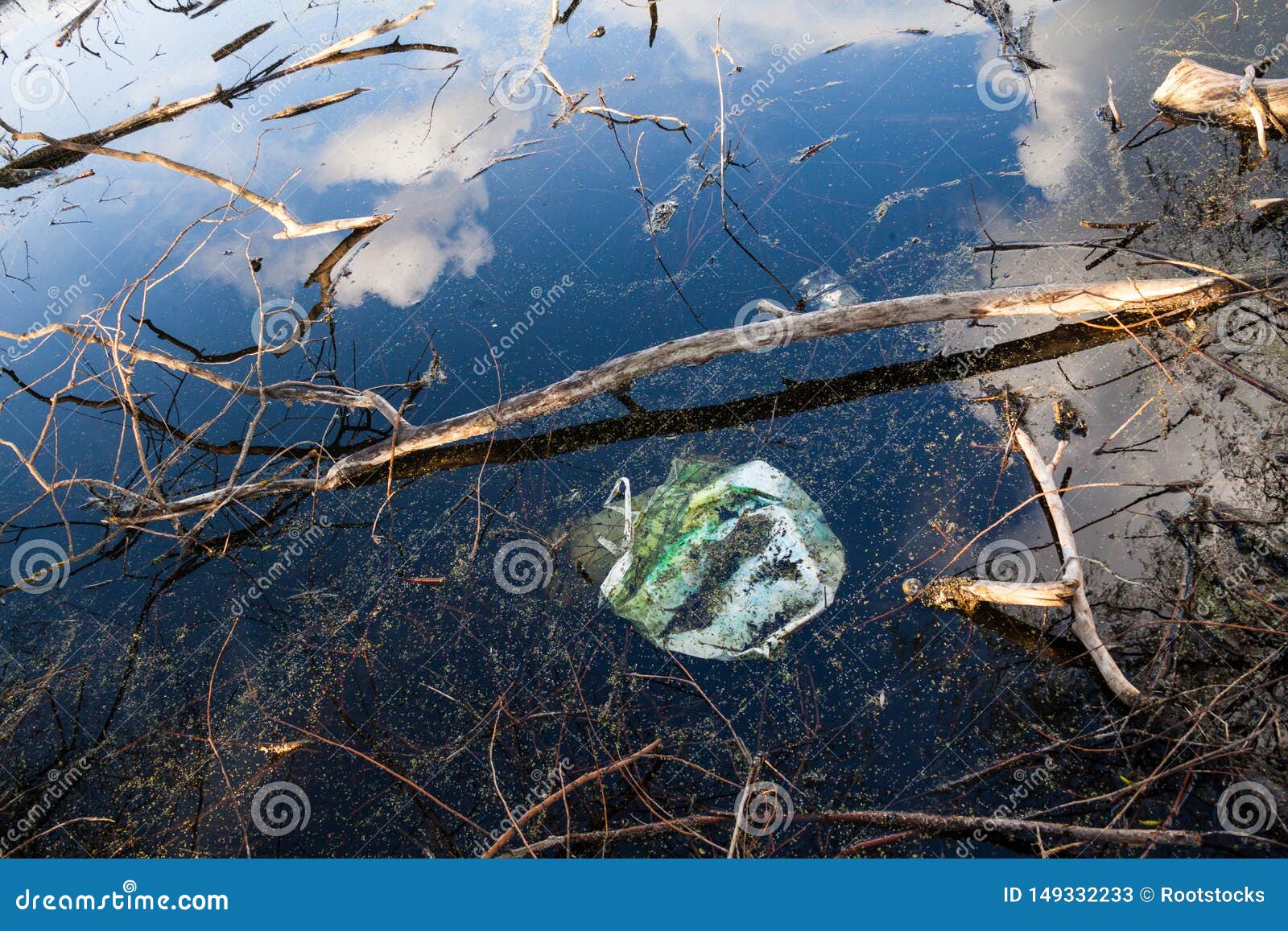 Garbage in water stock image. Image of bare, heap, polyethylene - 149332233