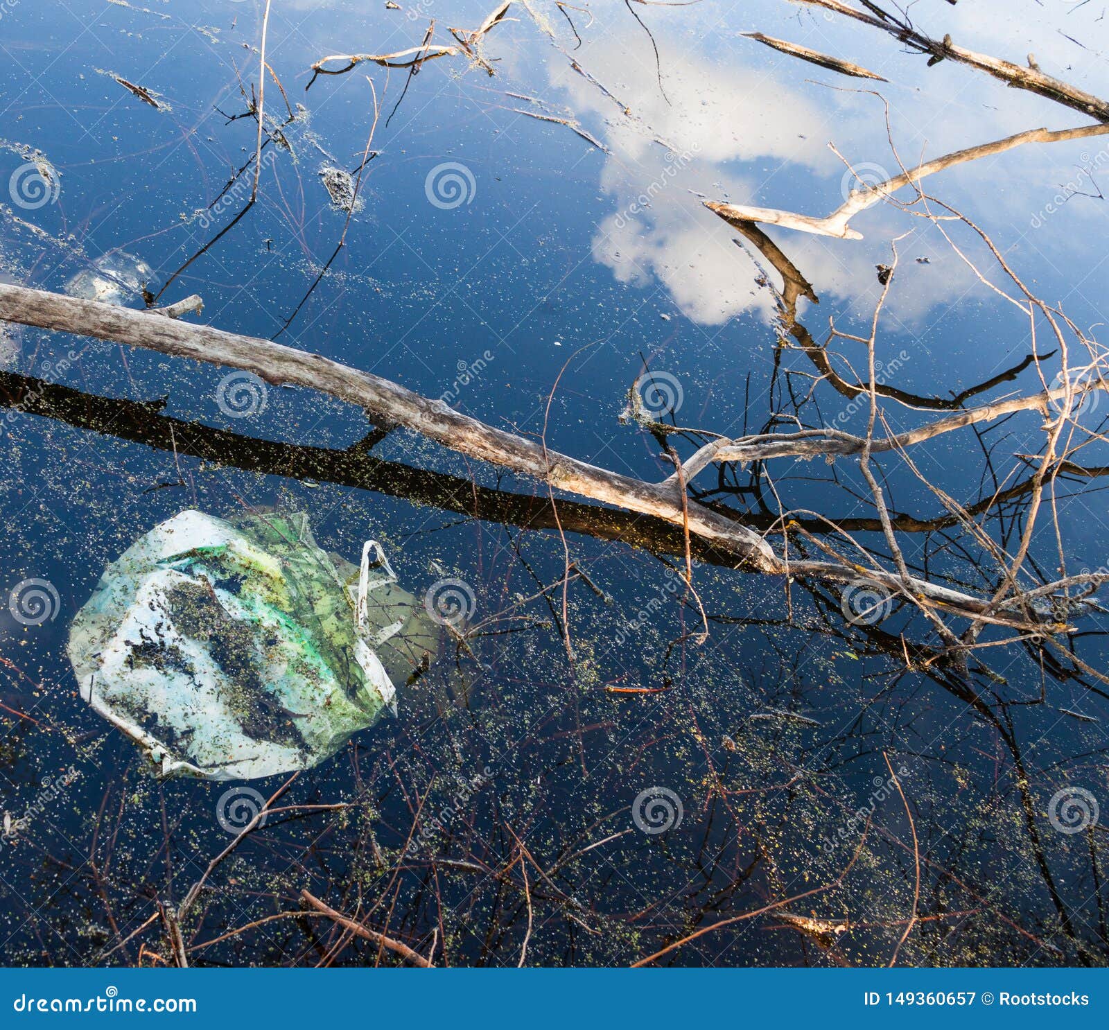 Garbage in water stock image. Image of environment, ecological - 149360657