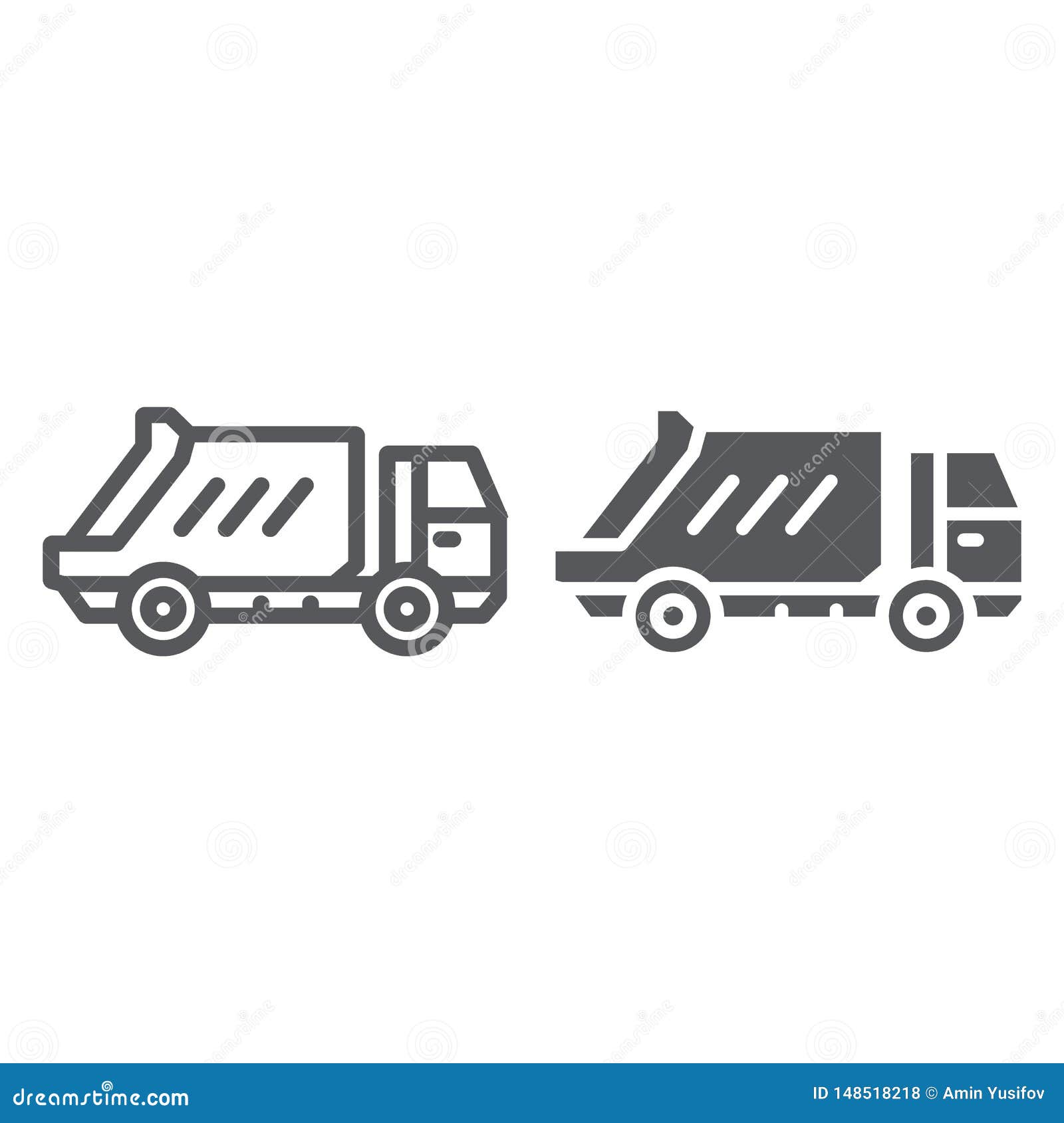 Garbage Truck Line And Glyph Icon, Transportation And Auto, Waste Lorry ...