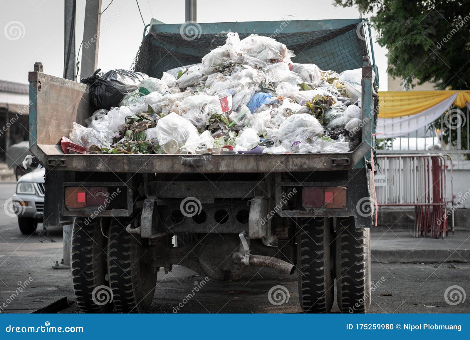 Garbage Truck Parking on the Road. Stock Photo - Image of garbage ...