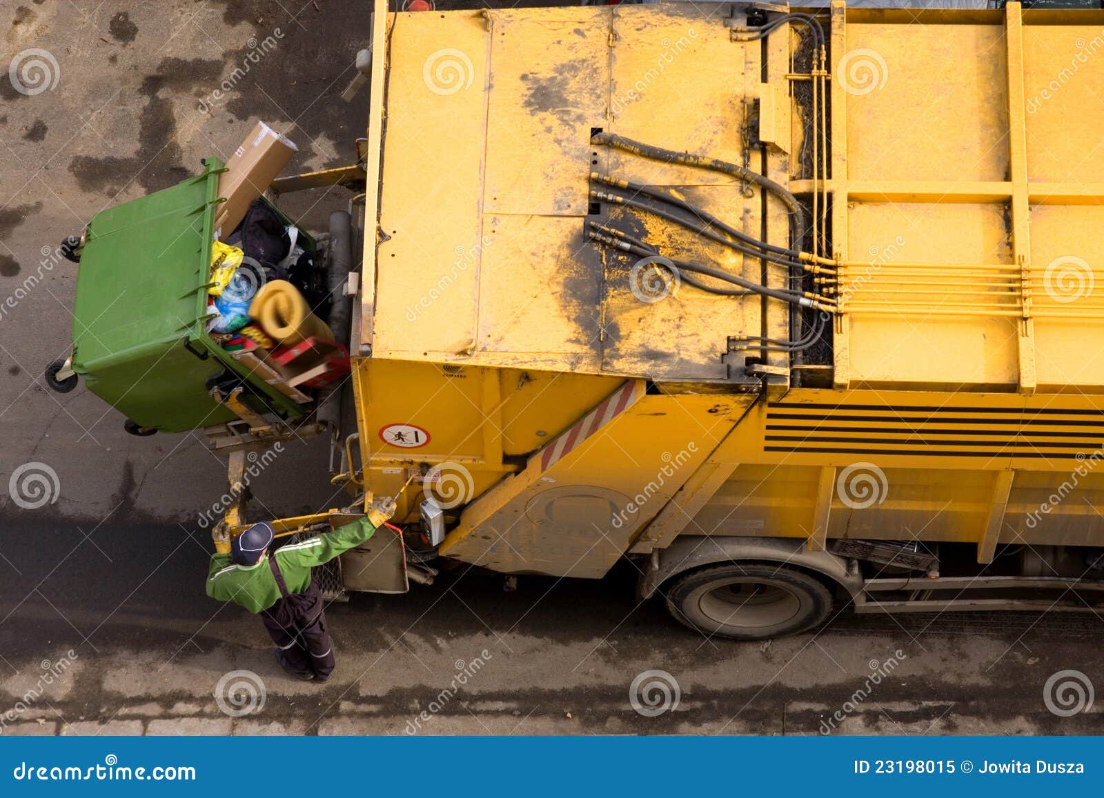 Garbage truck and worker stock image. Image of everyday - 23198015
