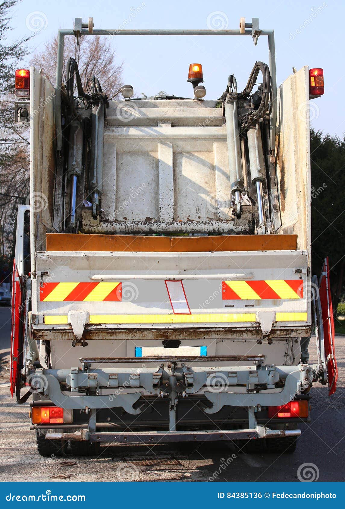 Garbage Trucks during the Solid Waste Collection Service in the Stock ...