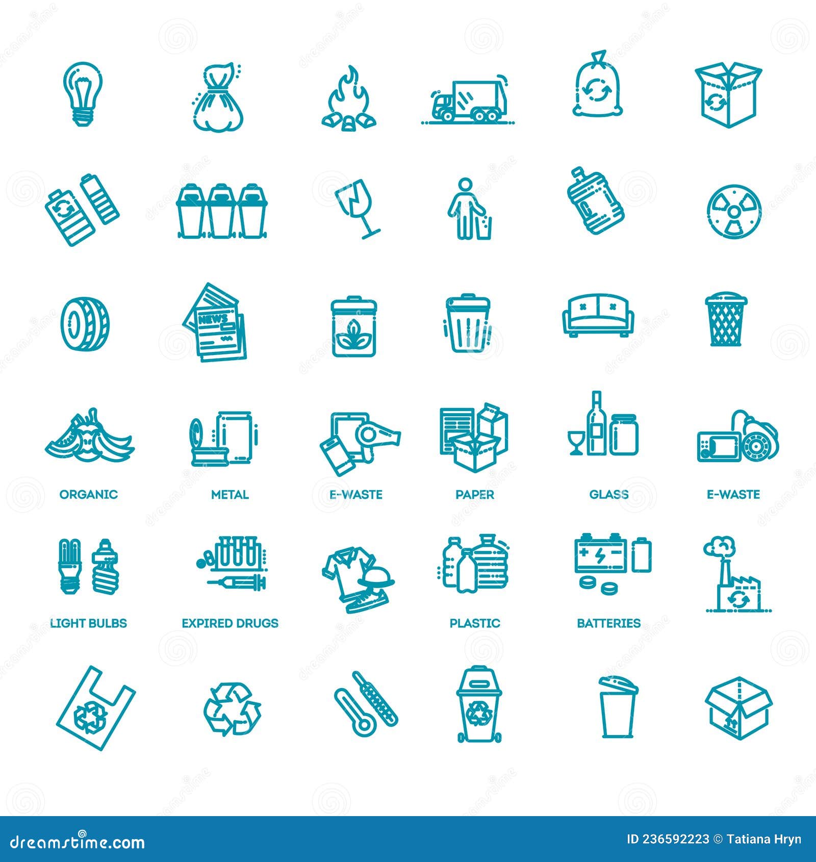 Garbage Vector Line Icons Set. Garbage Icons Set Stock Vector ...