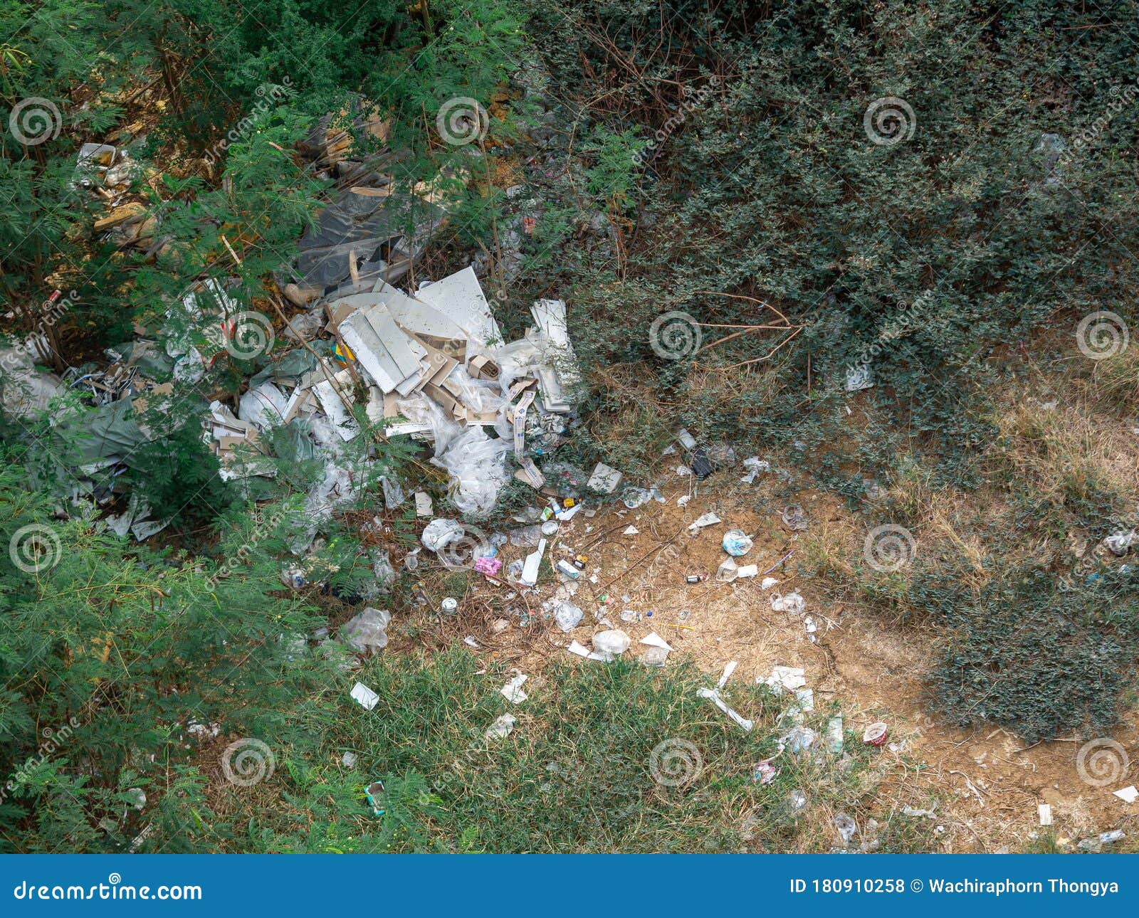 The Garbage that Was Dumped in the Roadside Park, Plastic Waste ...