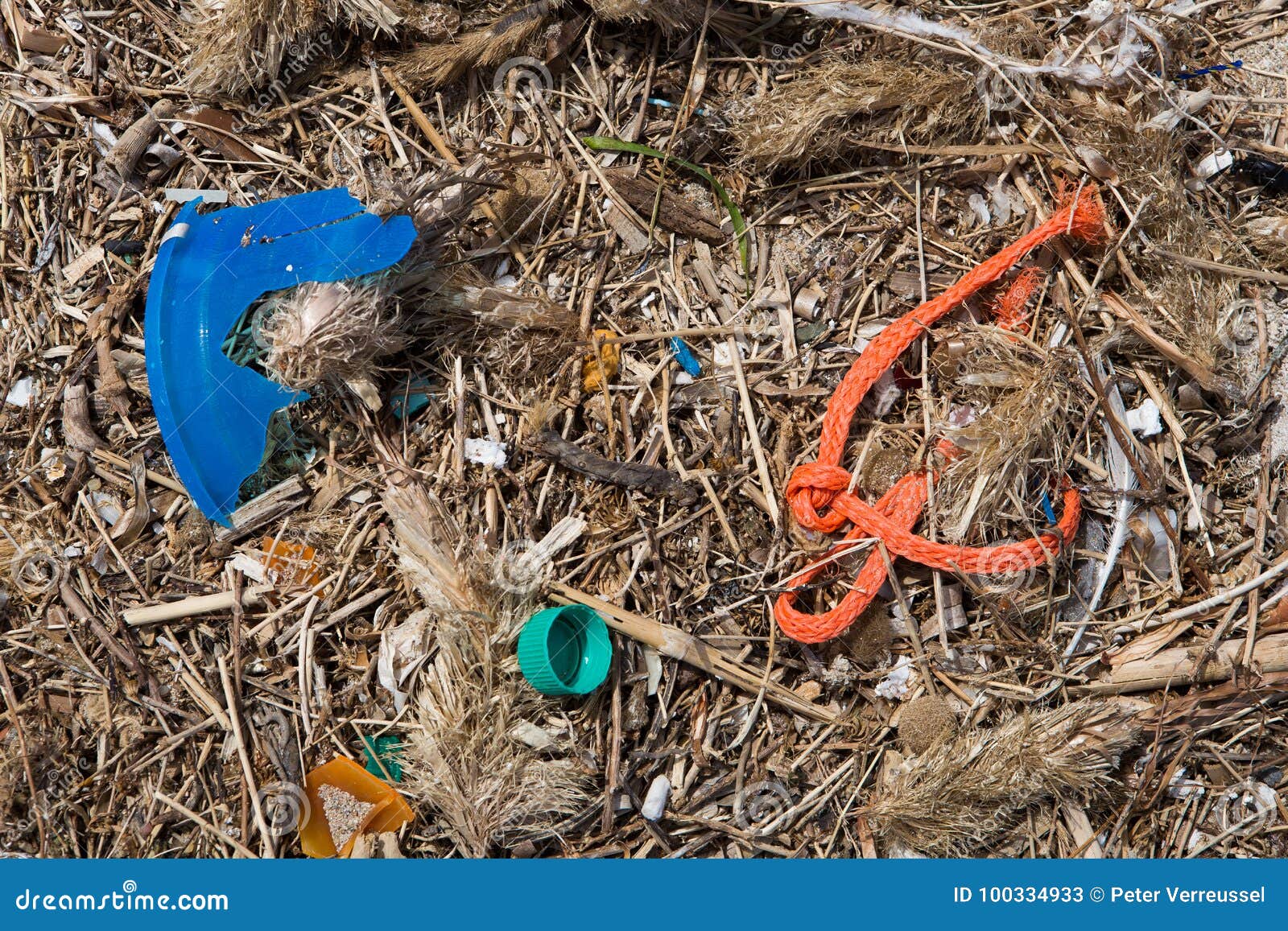 Garbage Washed Up at the Beach Stock Image - Image of environment ...