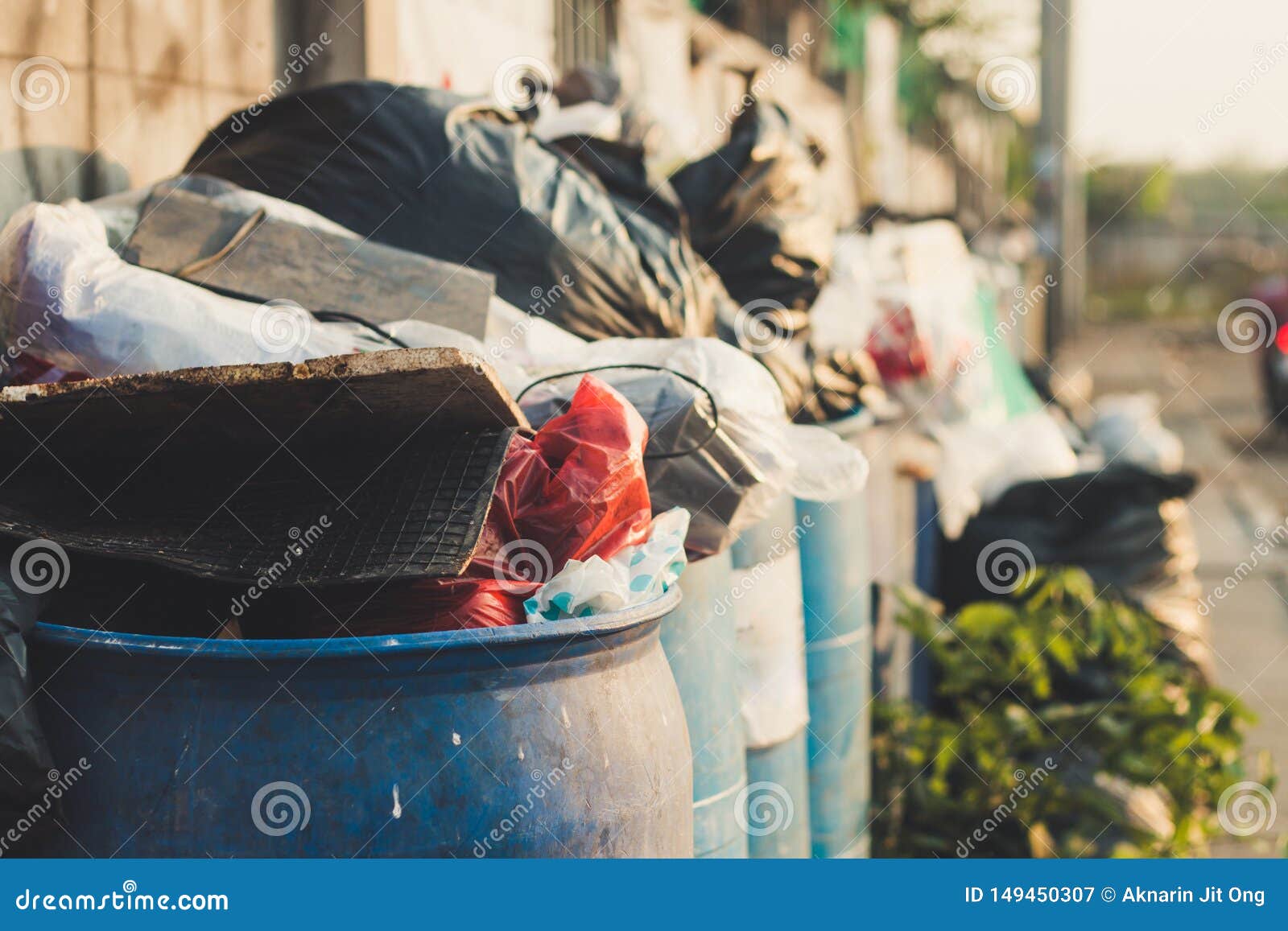 Garbage Waste in Bin in City Stock Image - Image of dirty, large: 149450307