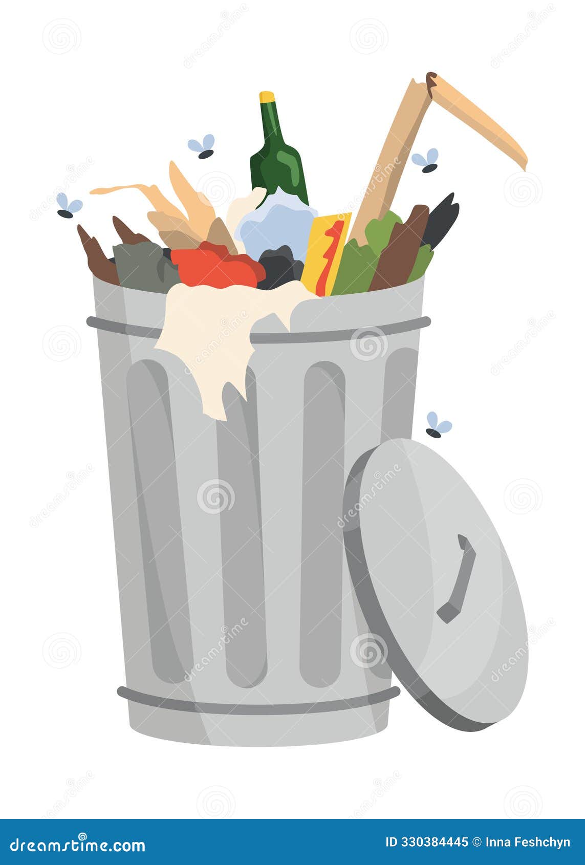 Garbage or Waste Icon. Metal Garbage Container with Unsorted Trash ...