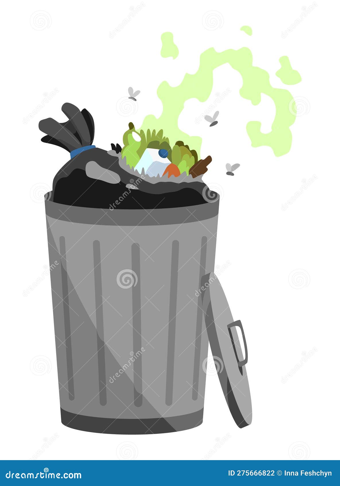 Garbage or Waste Icon. Metal Garbage Container with Unsorted Trash ...