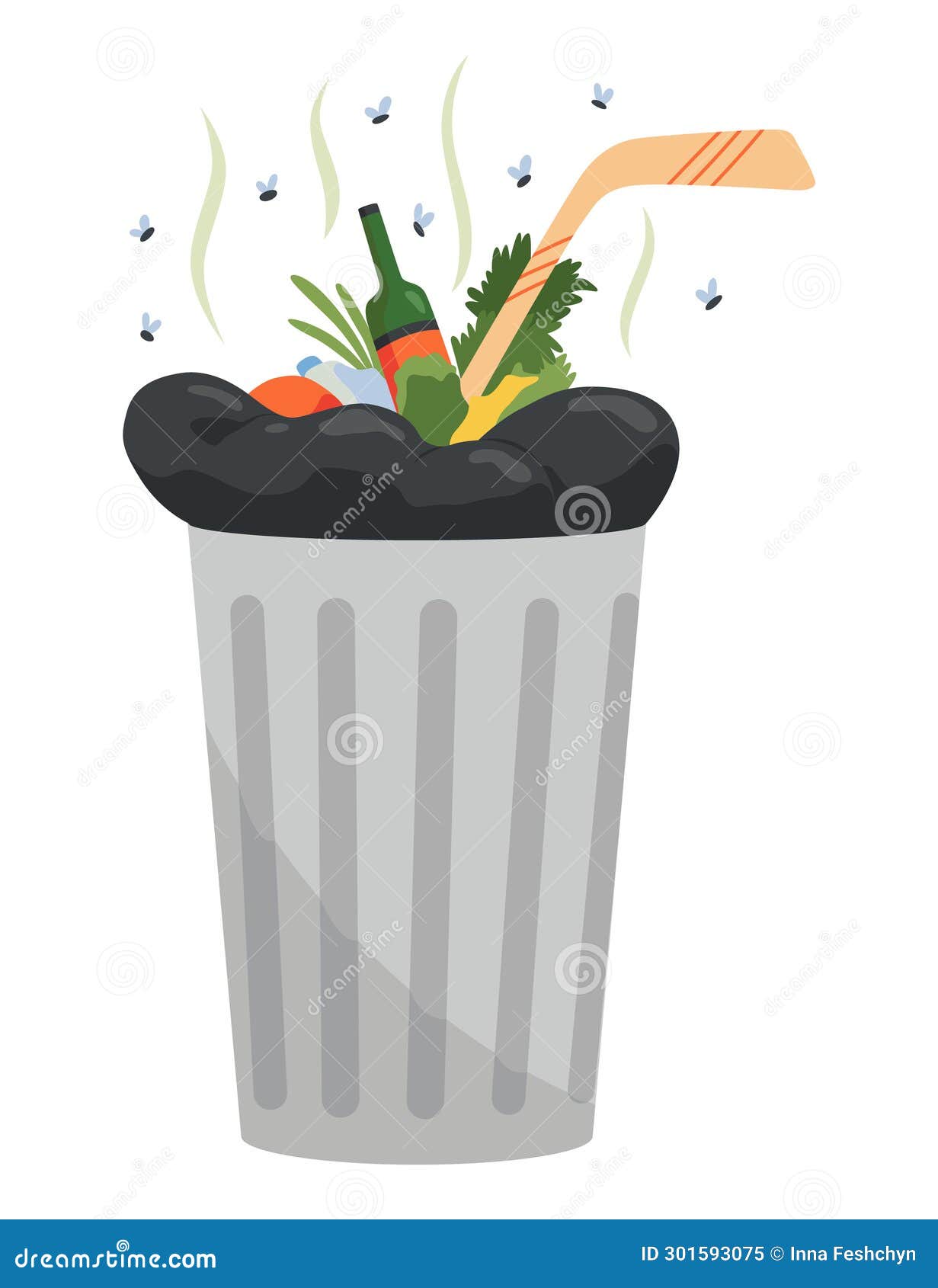 Garbage or Waste Icon. Metal Garbage Container with Unsorted Trash ...