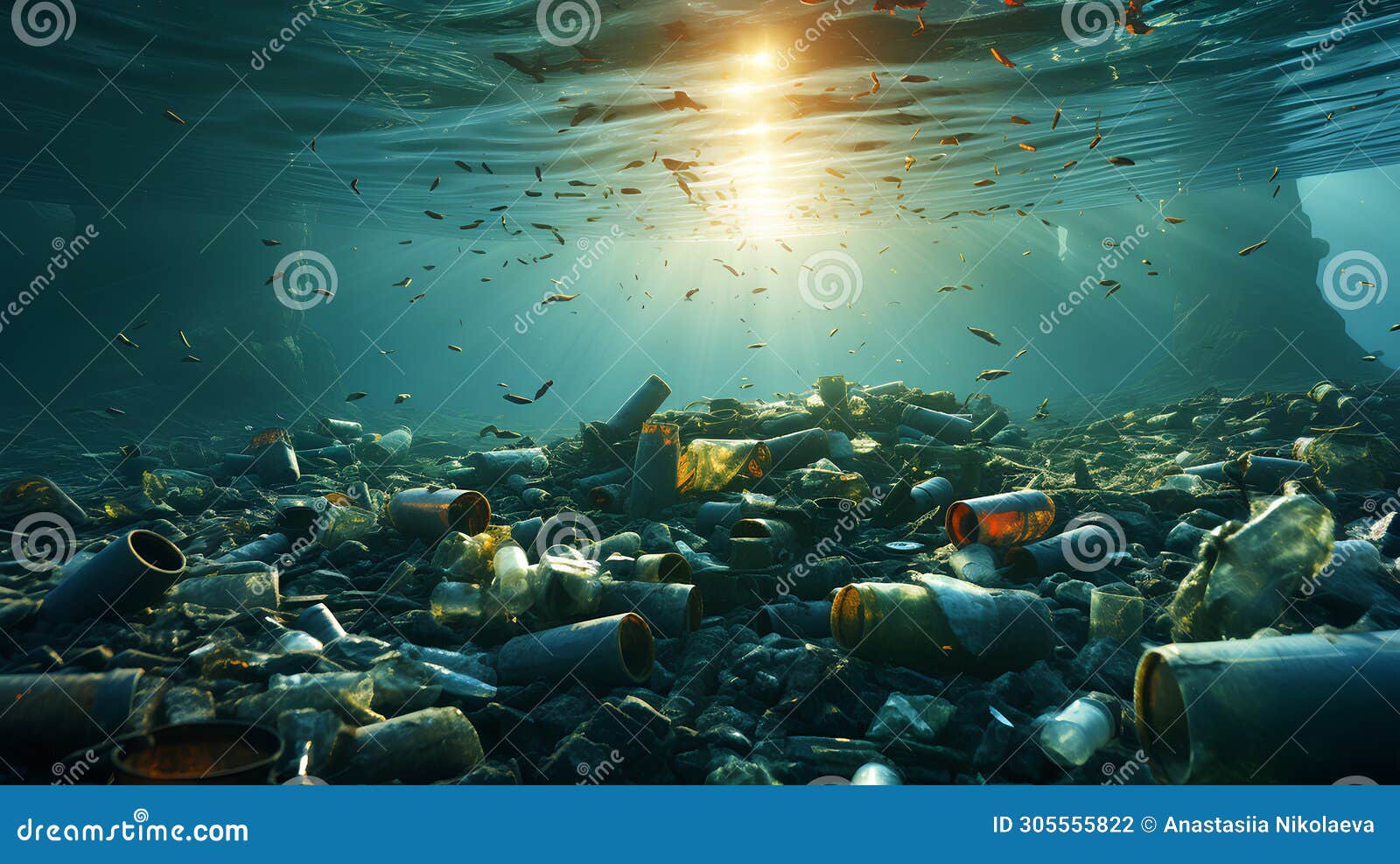 Garbage Waste on the Ocean Floor Stock Photo - Image of aquatic ...