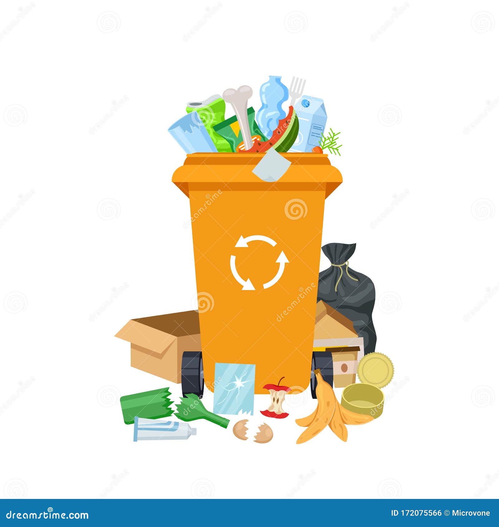 Garbage Waste. Overflowing Trash Can, Dirty Rubbish Bin. Recyclable ... Garbage Waste. Overflowing Trash Can, Dirty Rubbish Bin. Recyclable ...