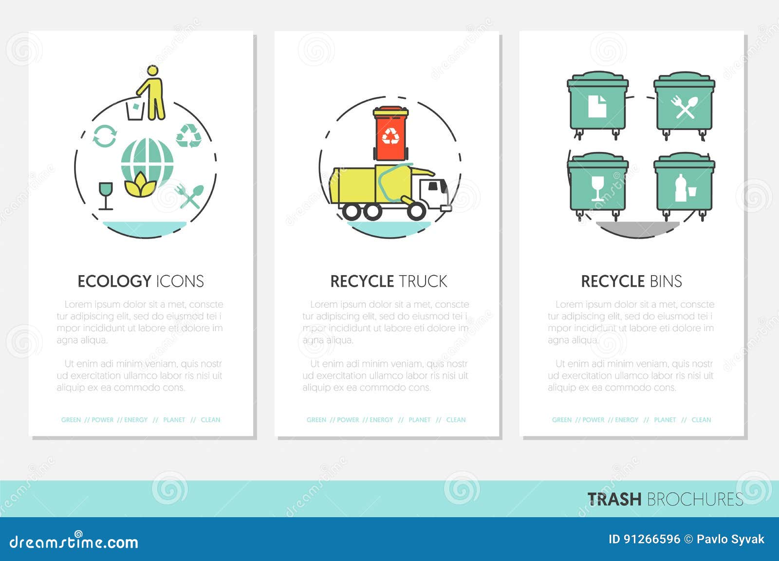 Garbage Waste Recycling Business Brochure Template with Linear Thin ...